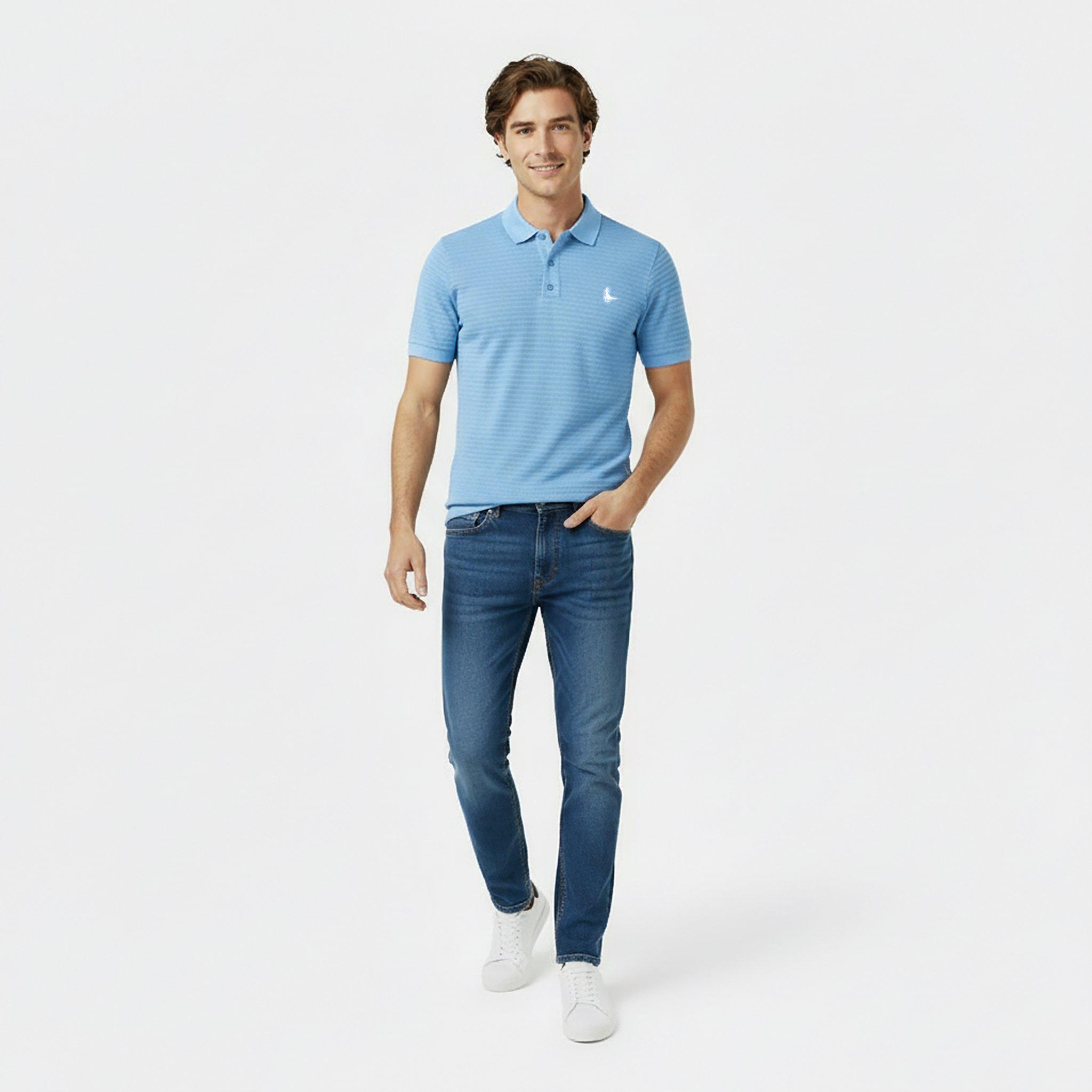 Jack Wills Men's Herringbone Short-Sleeve Polo Shirt | USC