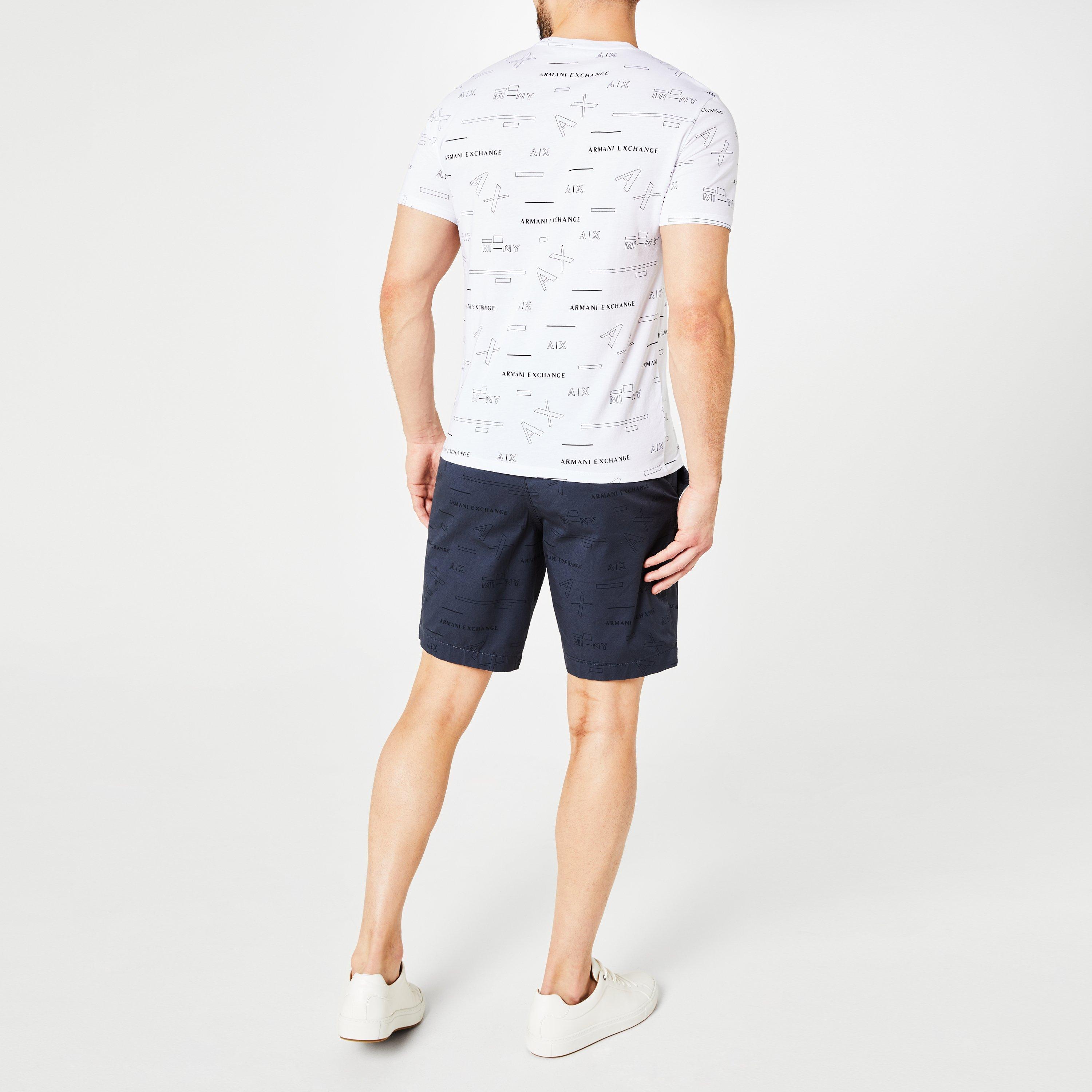 Armani Exchange All Over Print Logo T Shirt T shirts coupe reguliere Sports Direct