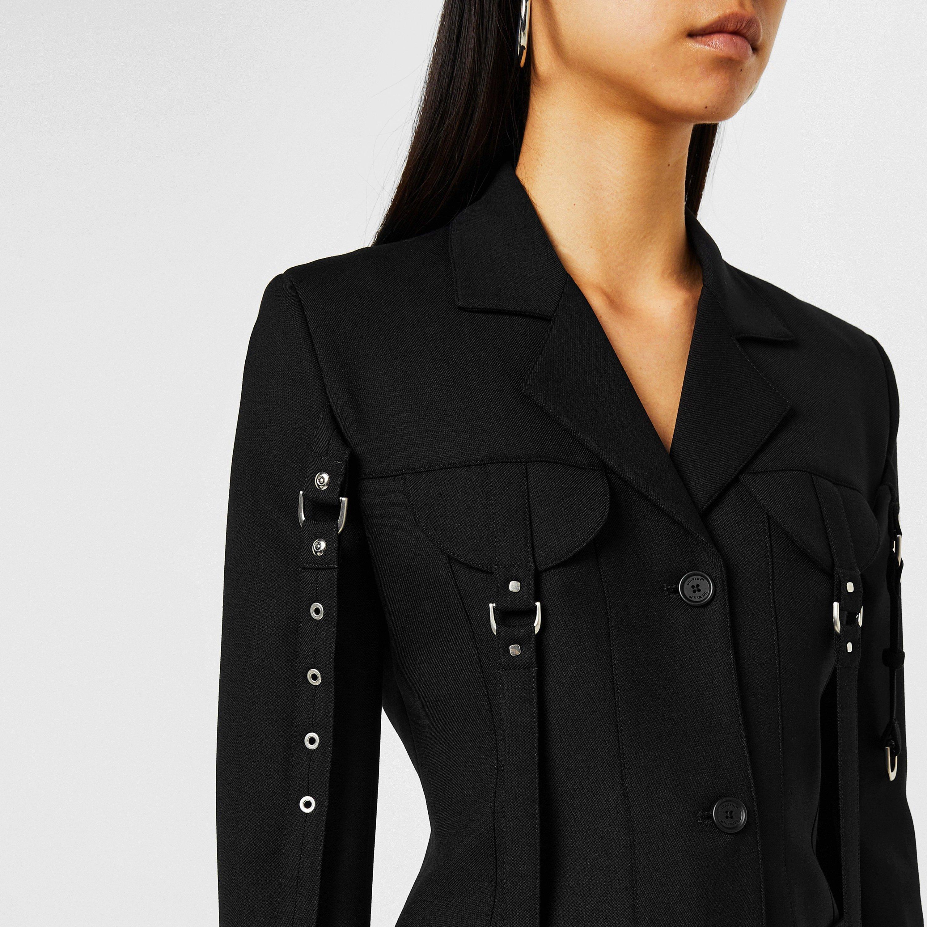 Off White | Women's Off-White Belted Cargo Wool Long Sleeve Blazer ...