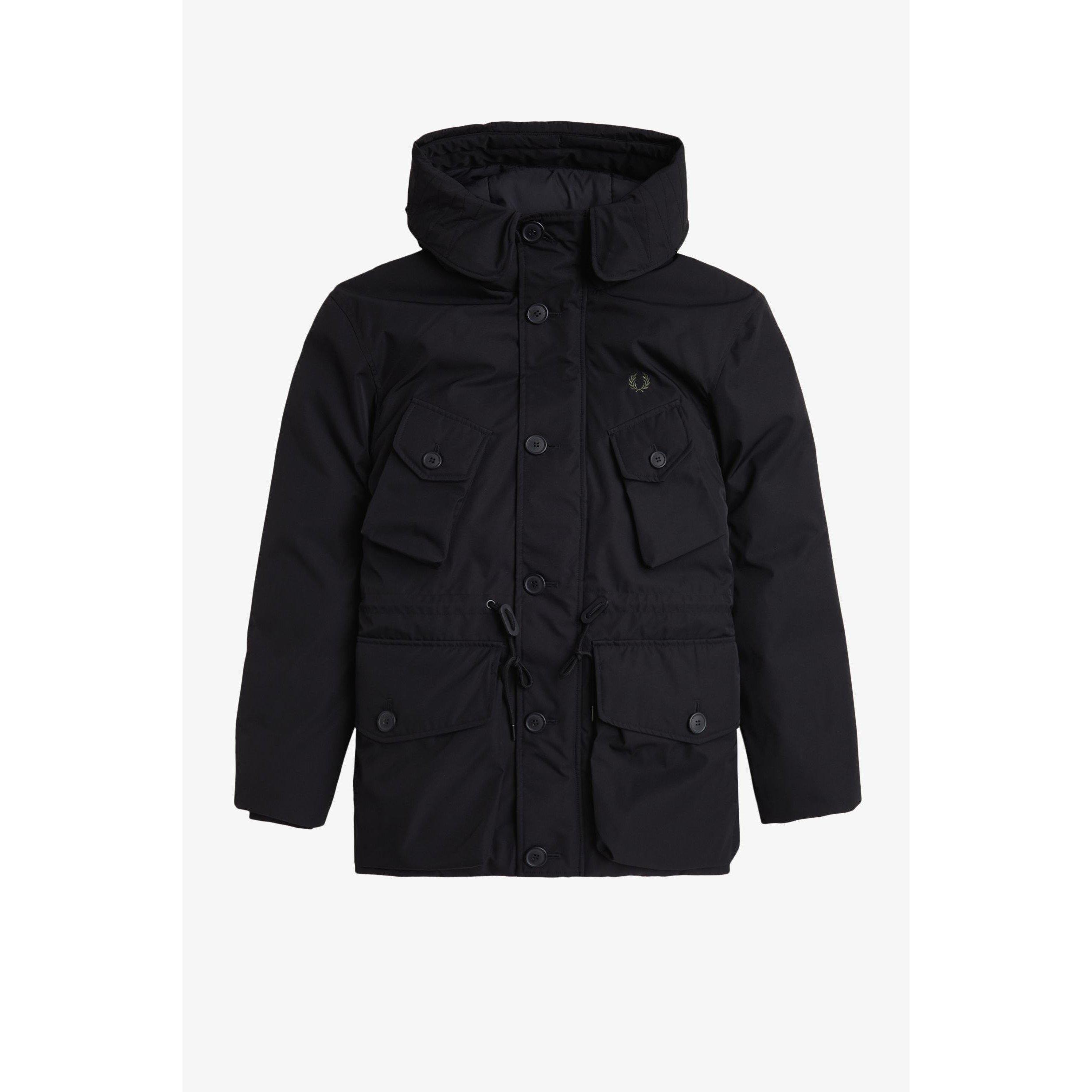 Fred Perry Men's Patch Puffer Hooded Thigh Length Parka | FRASERS