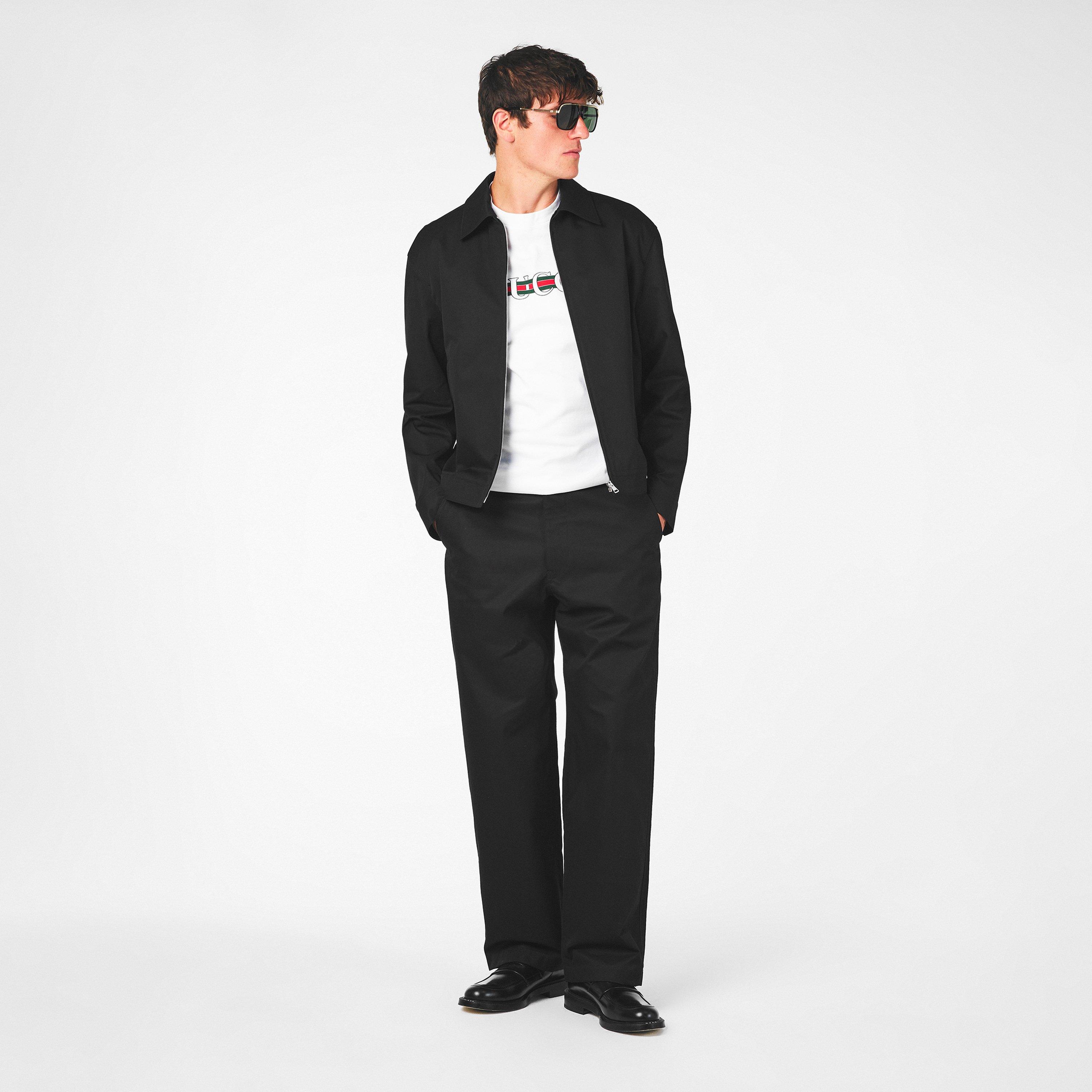 Gucci Men's Cotton Twill Long Sleeve Harrington Jacket | Cruise Fashion