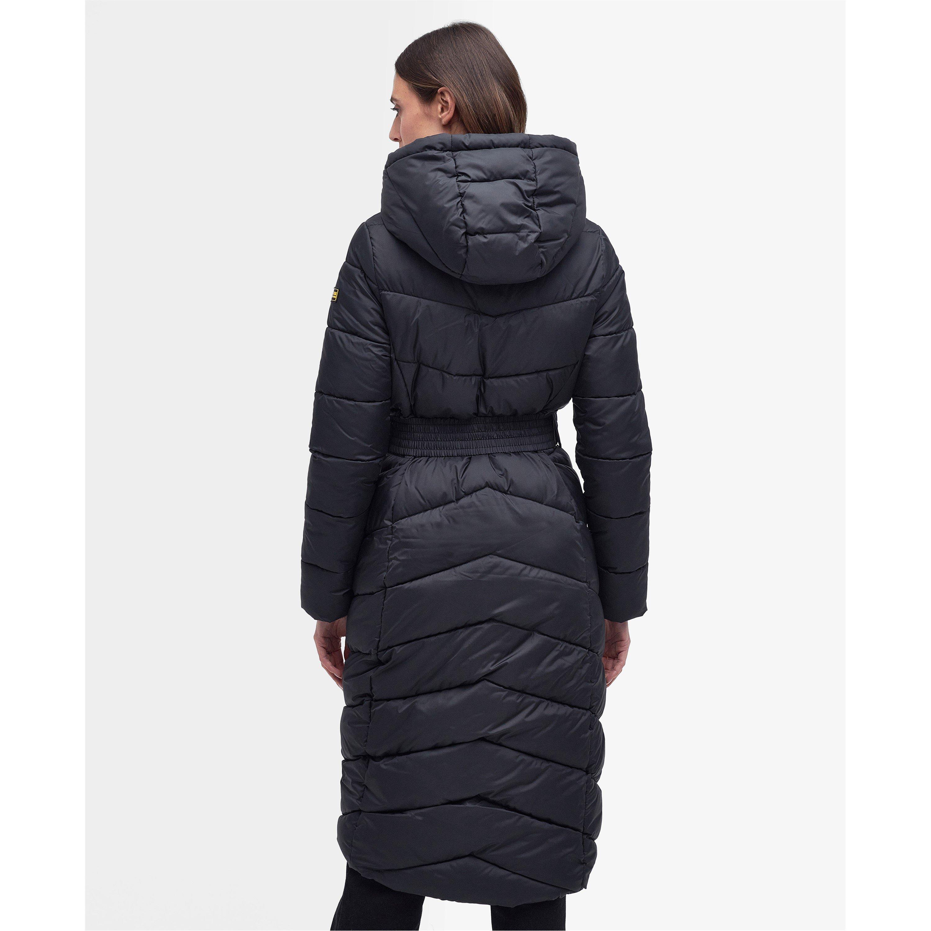 Barbour International | Women's Track Line Hooded Long Sleeve Long Puffer Jacket | Long Puffer ...
