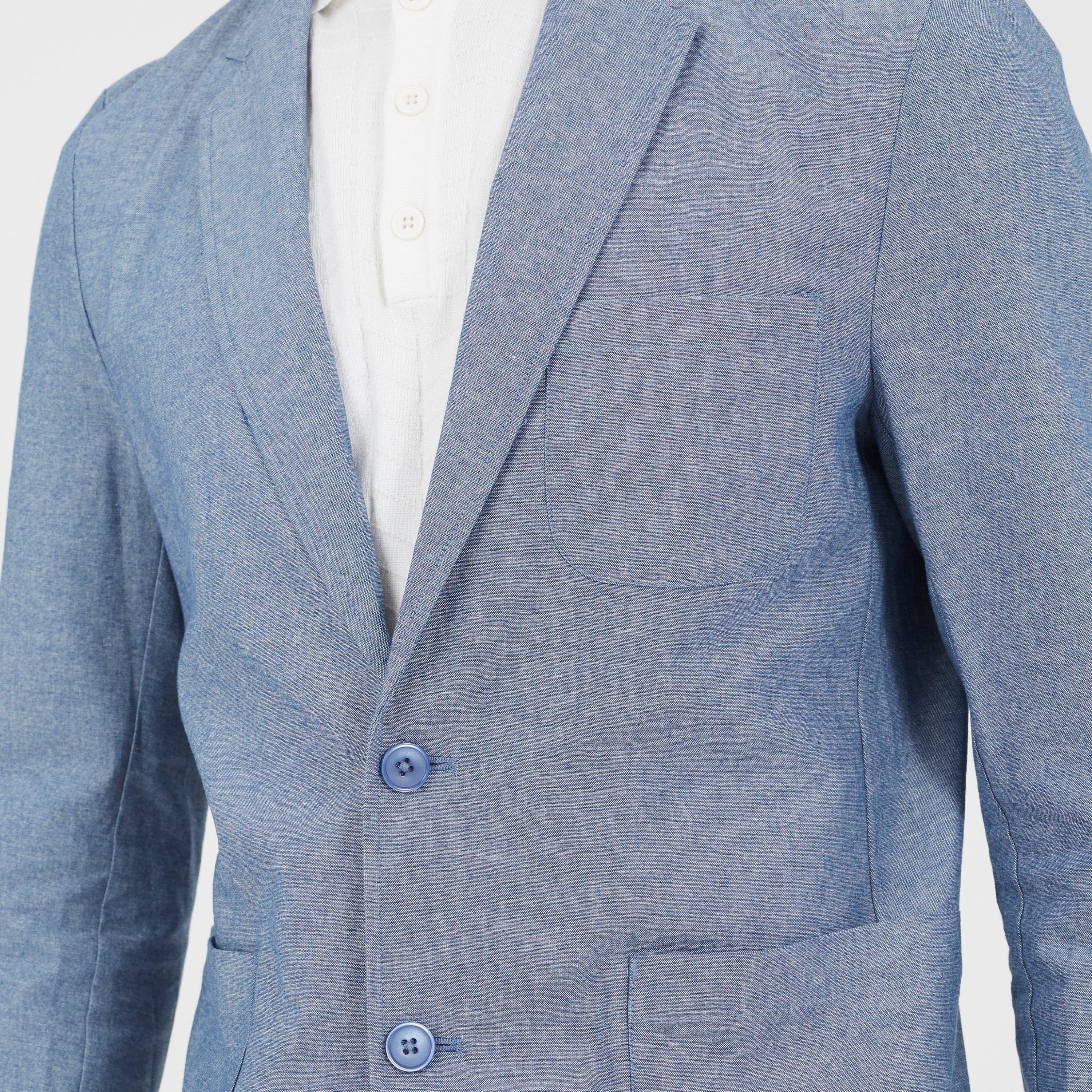 Brave Soul Mens Light Blue Chambray Blazer with Pockets | FRASERS
