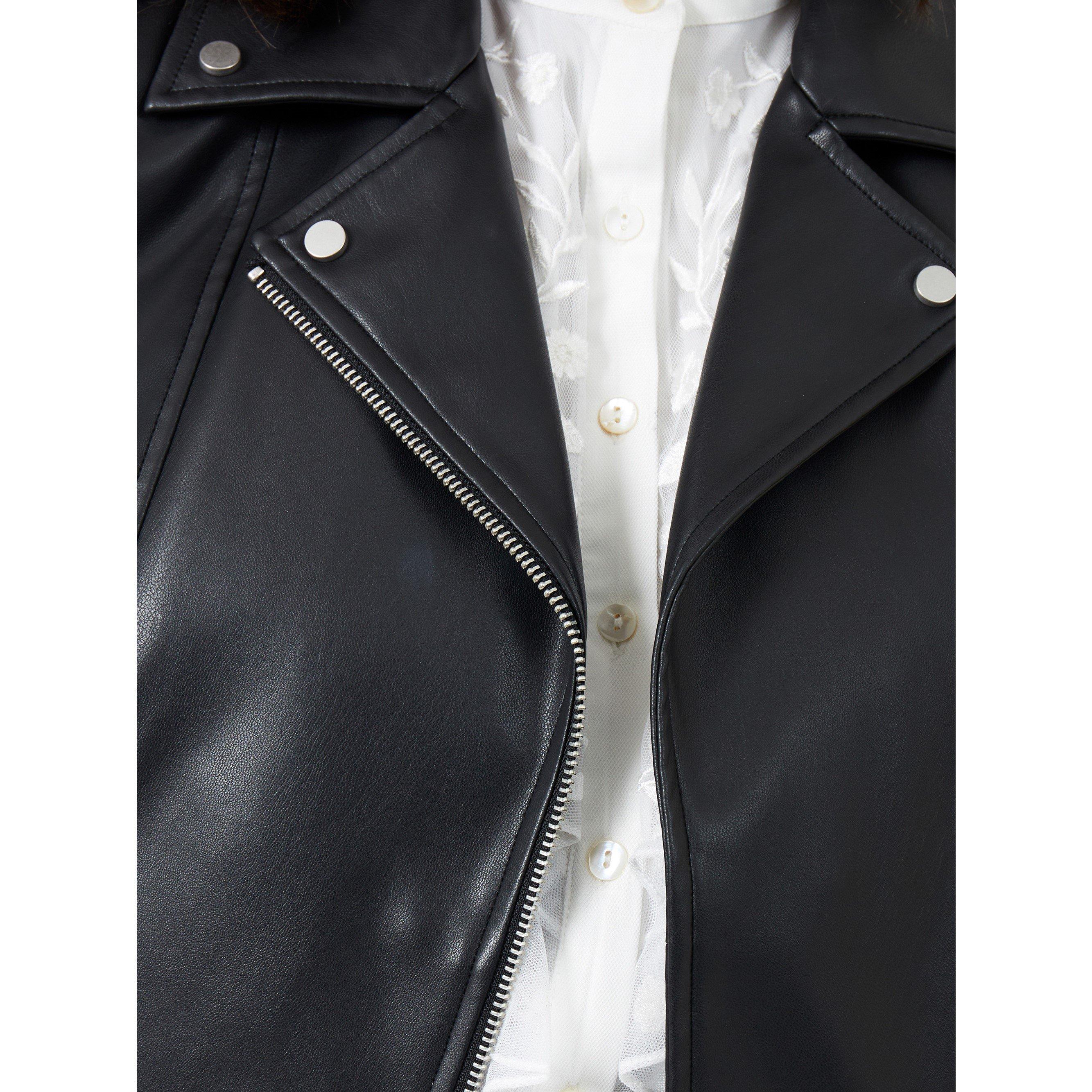 French Connection | Women's Etta Faux Leather Long Sleeve Cropped Slim ...