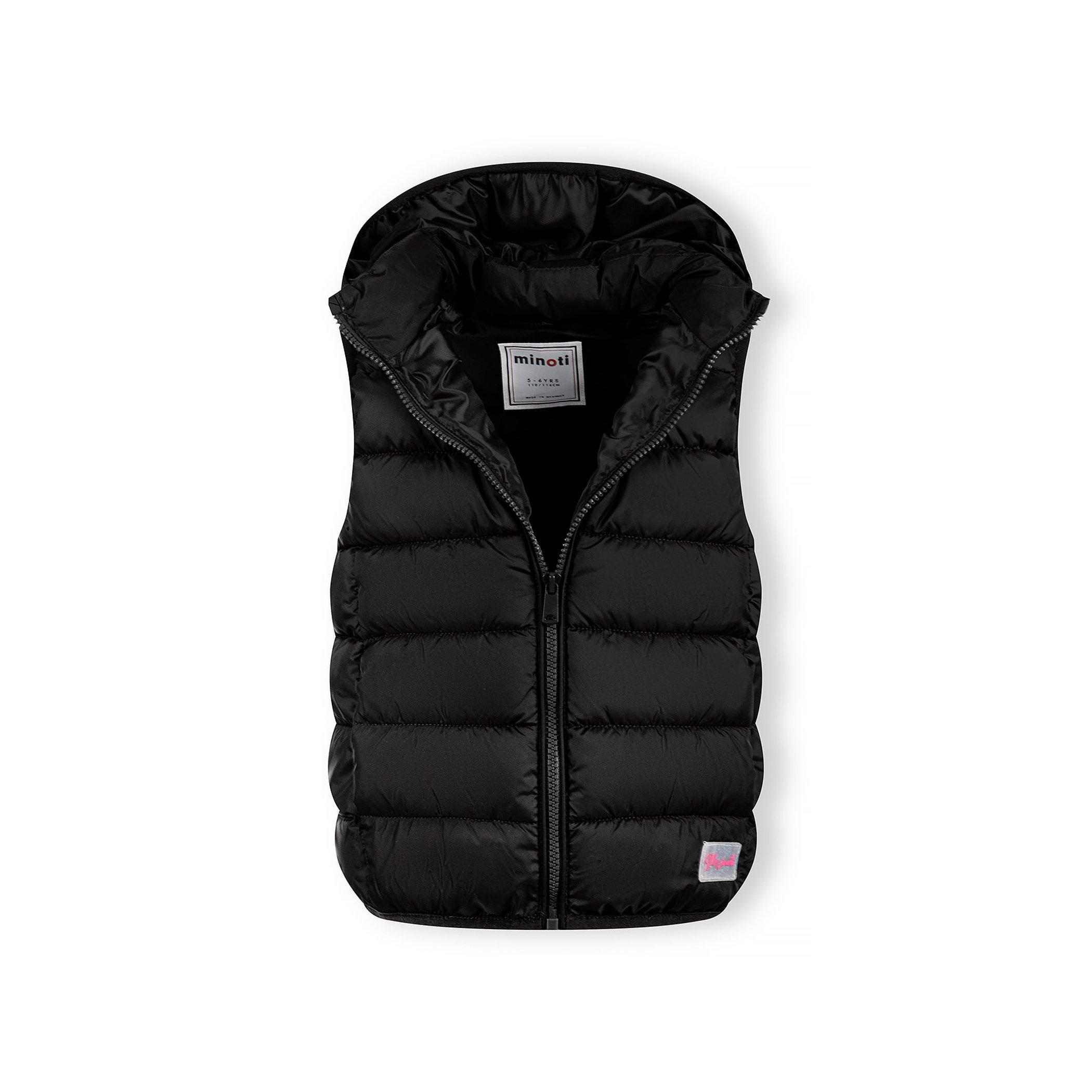 Minoti | Girls quilted gilet detachable hood black | Gilets | FRASERS