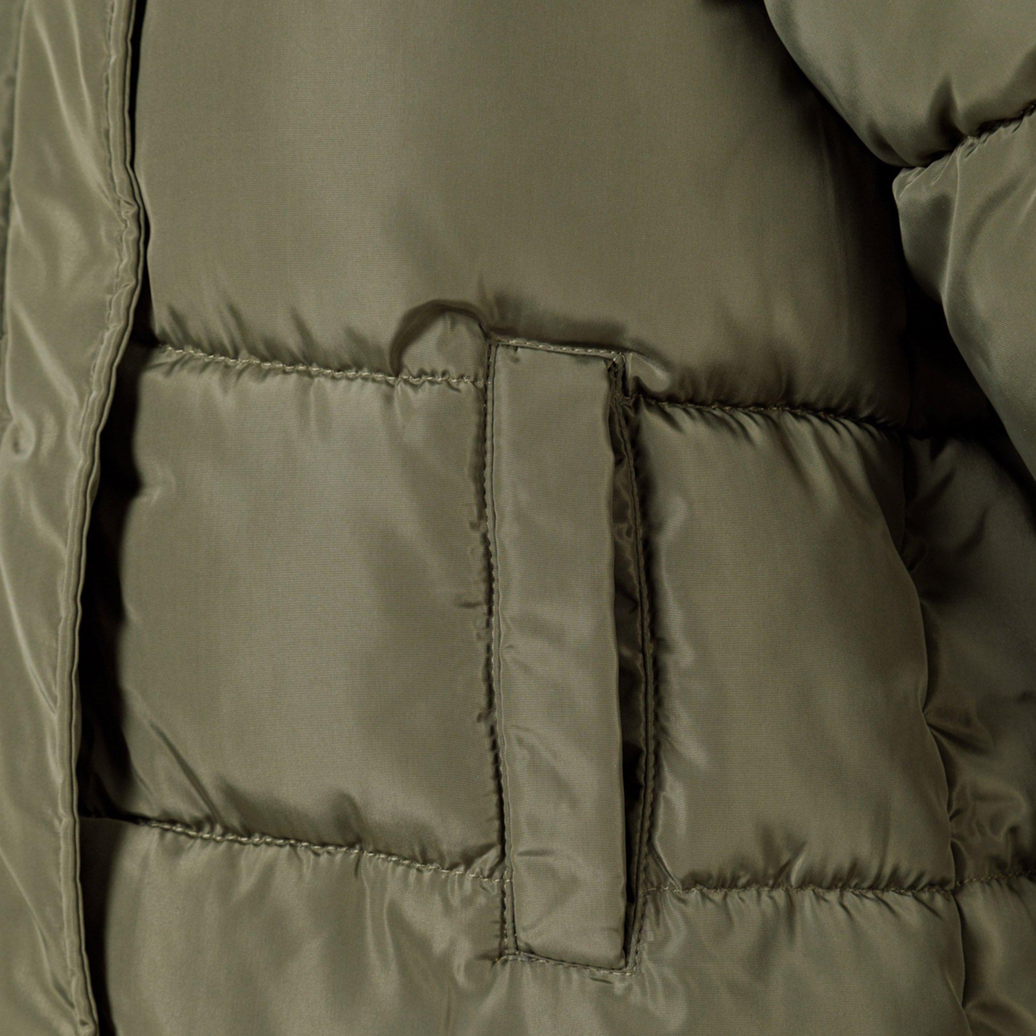 Minoti Girls long winter quilted coat side slits khaki | FRASERS