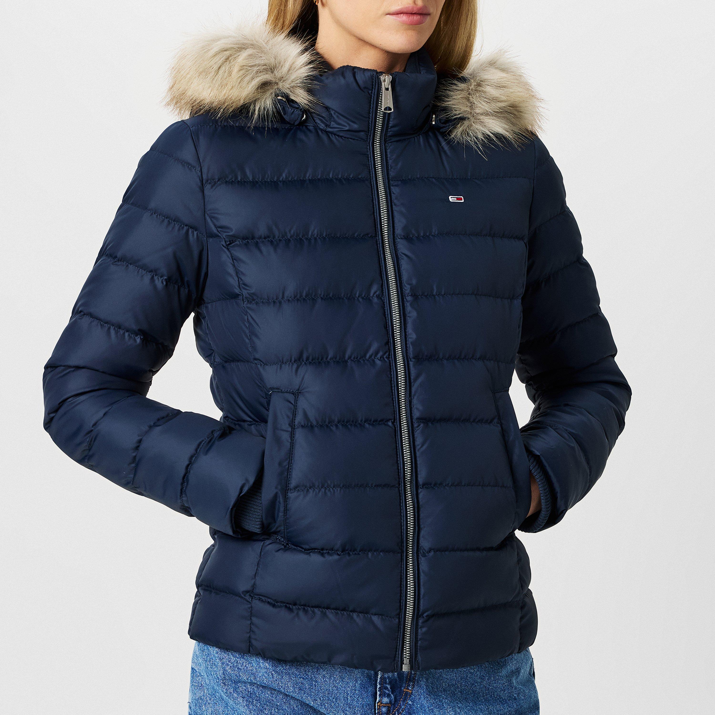 Tommy Jeans | Women's Essential Quilted Wind Resistant Faux Fur Hood ...