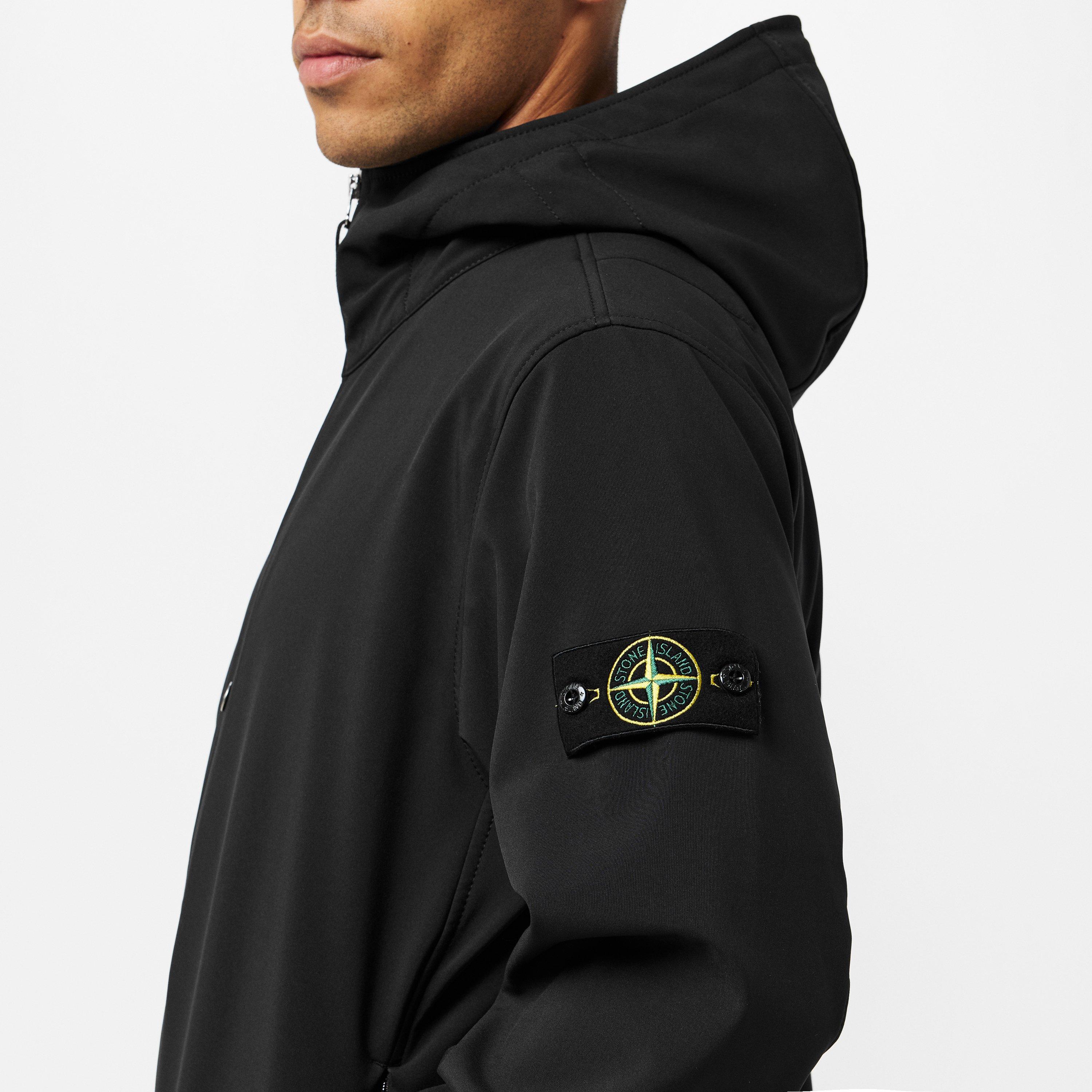 Stone Island Men's Water and Wind Resistant Hooded Softshell Jacket ...