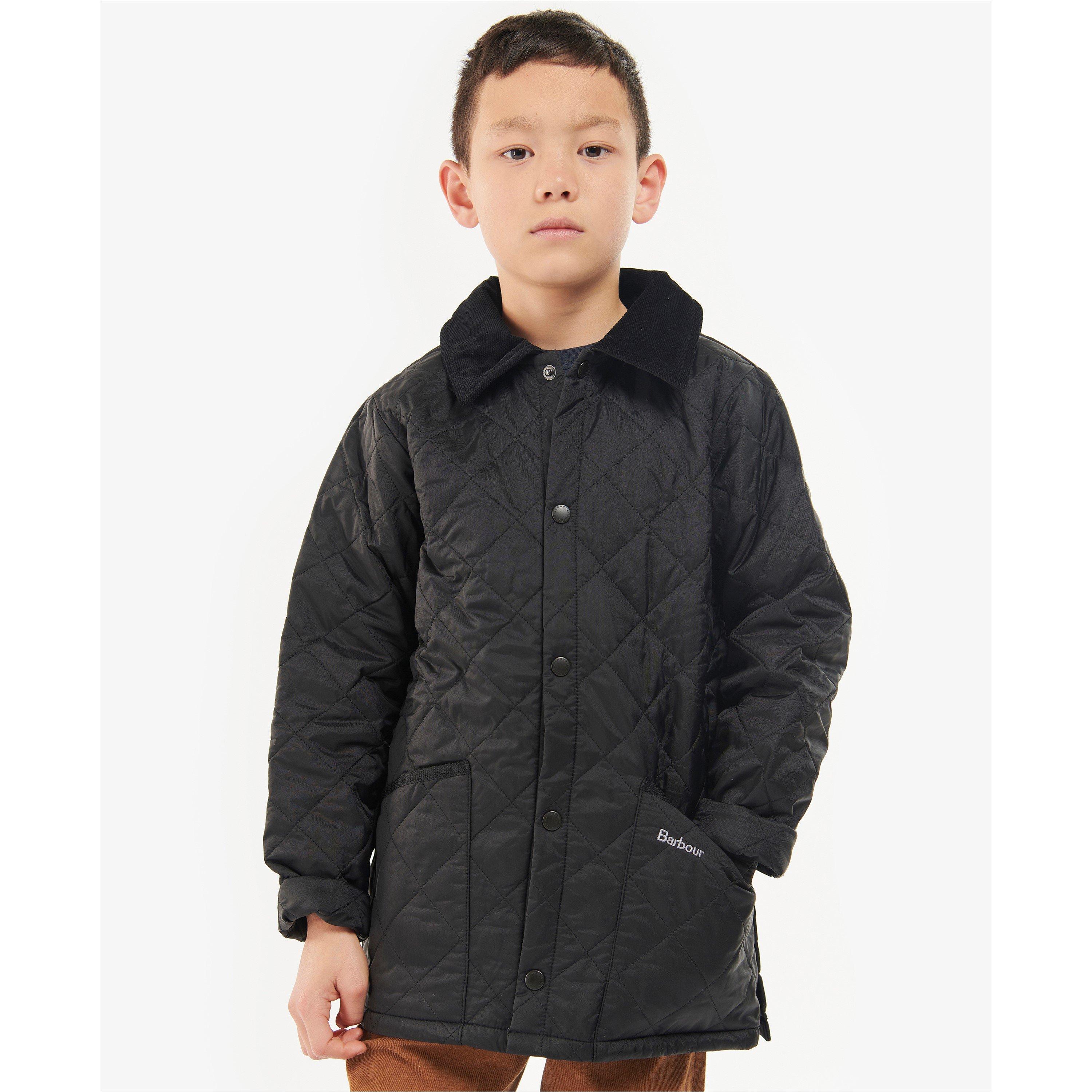 Barbour Unisex Kids Liddesdale Diamond Quilted Wind Resistant Long ...