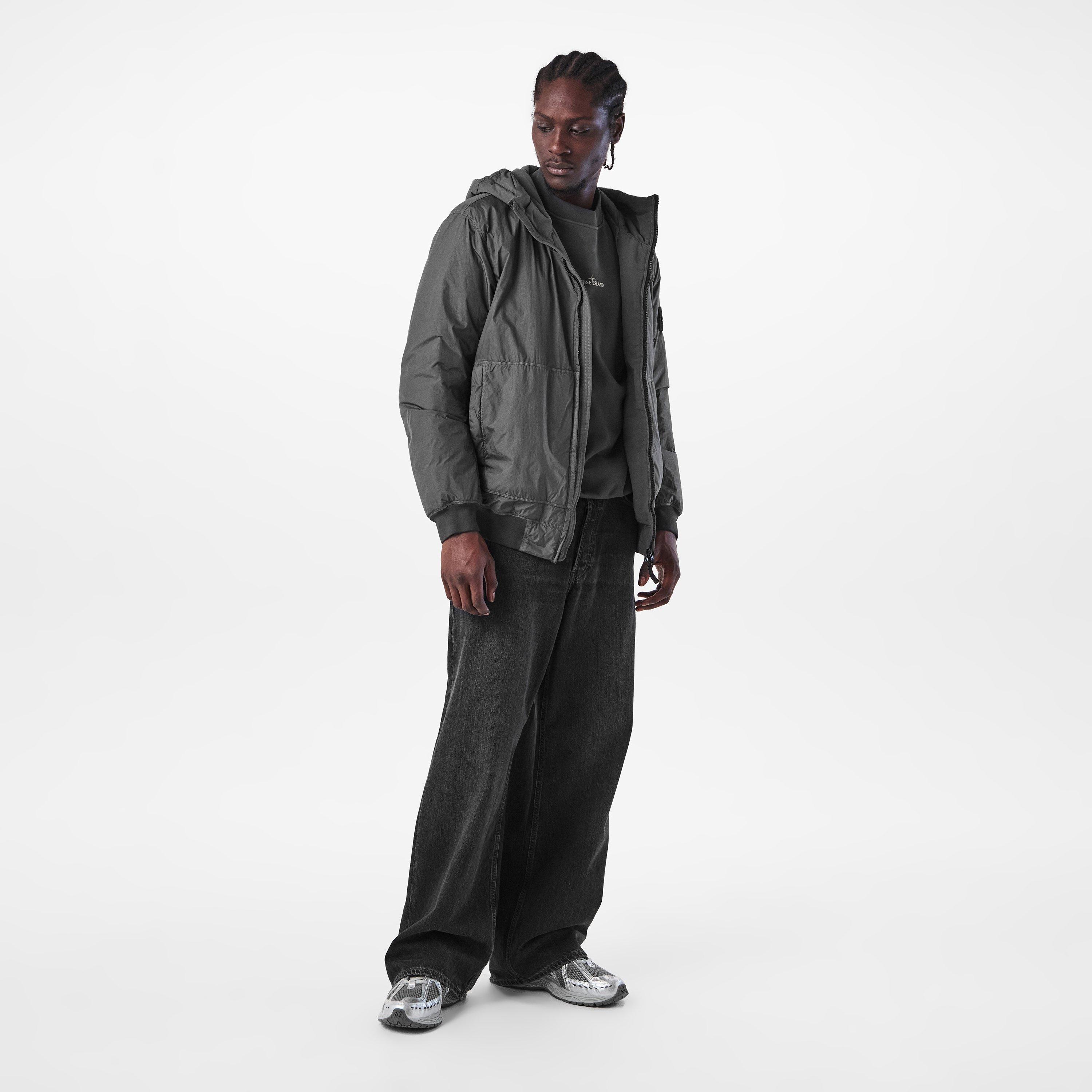 Stone Island Men's Crinkle Reps Water and Wind Resistant Hooded Long ...