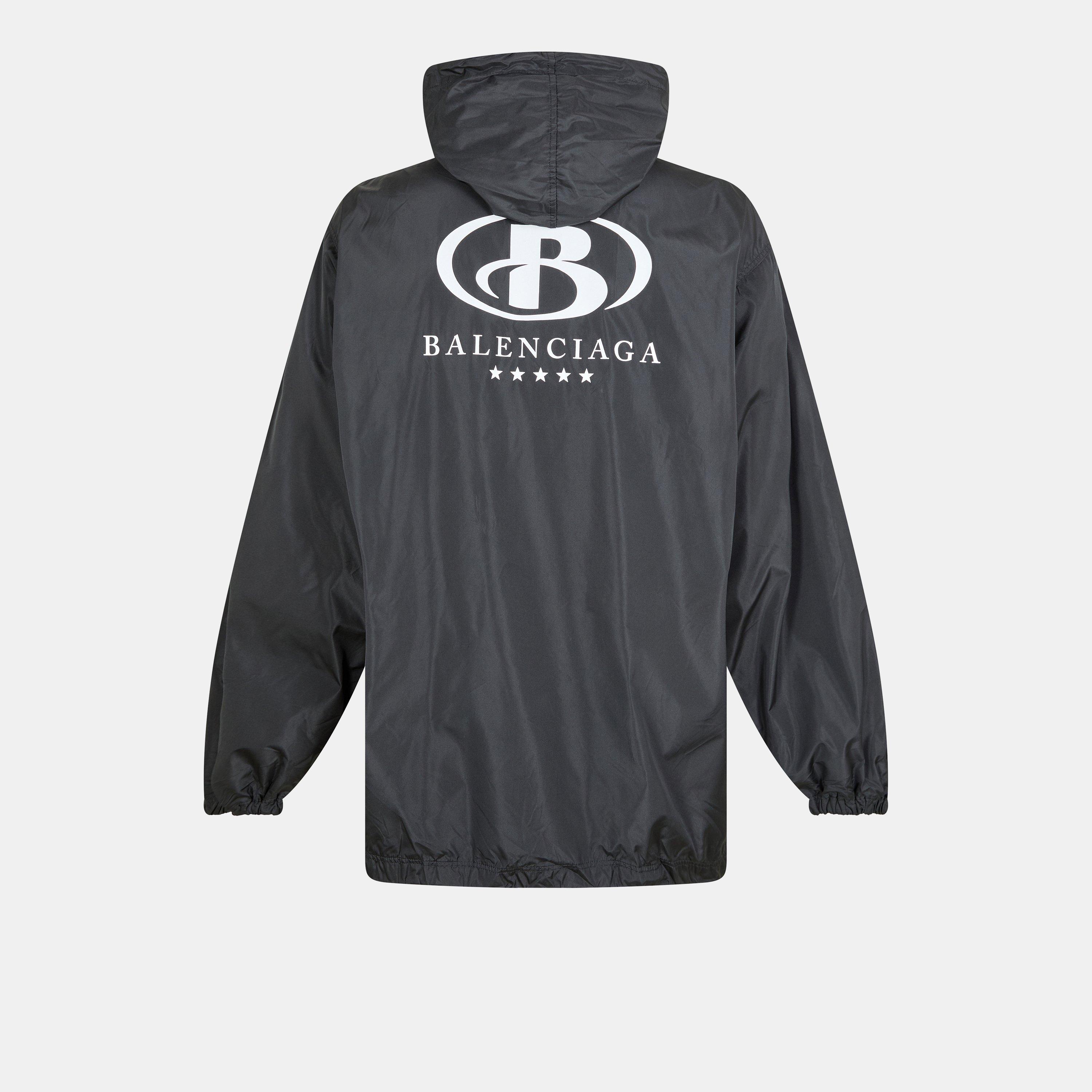 Balenciaga | Men's Logo Drawstring Hooded Long Sleeve Rain Anorak ...