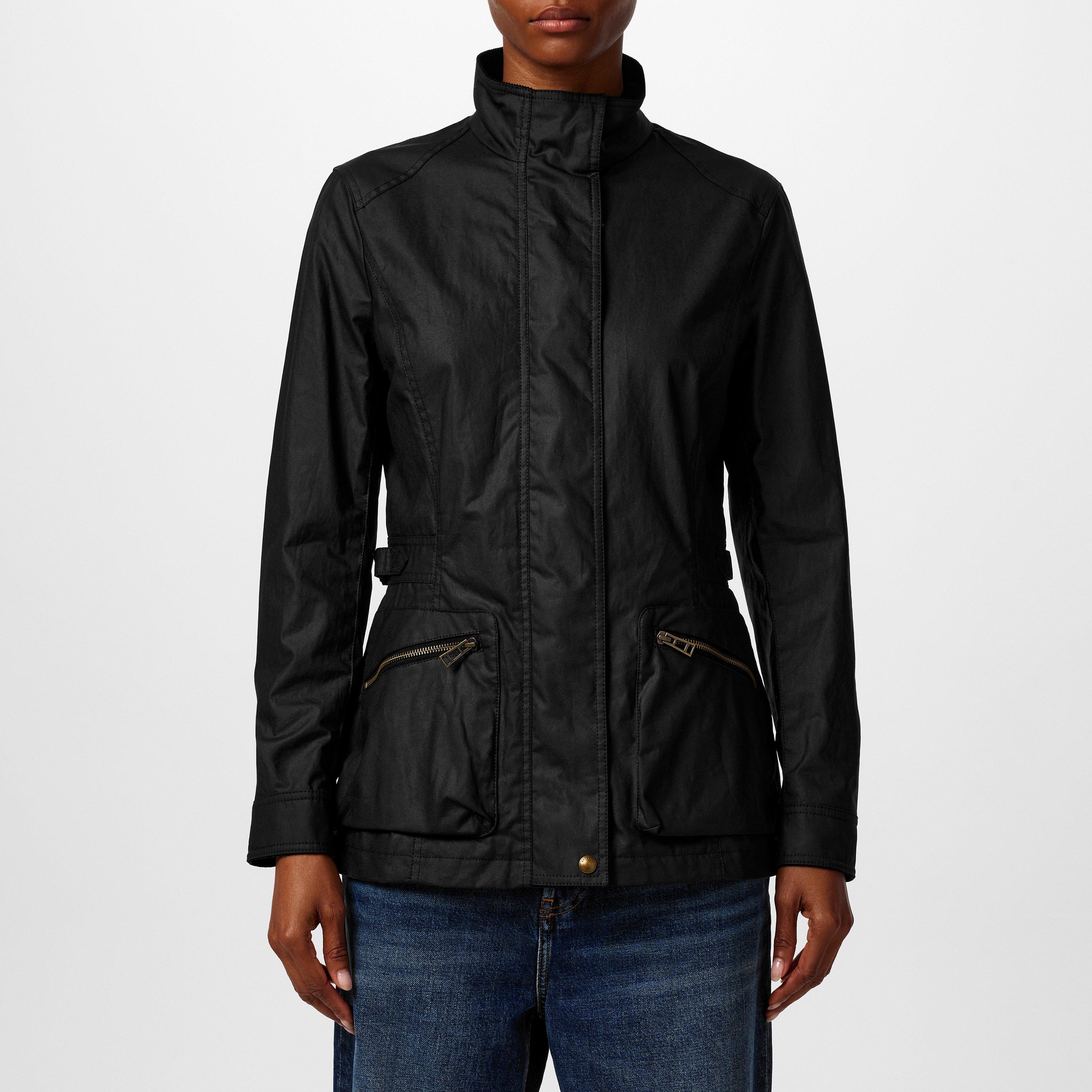 Belstaff Women's Madeline Water Resistant Waxed Long Sleeve Wax Jacket ...