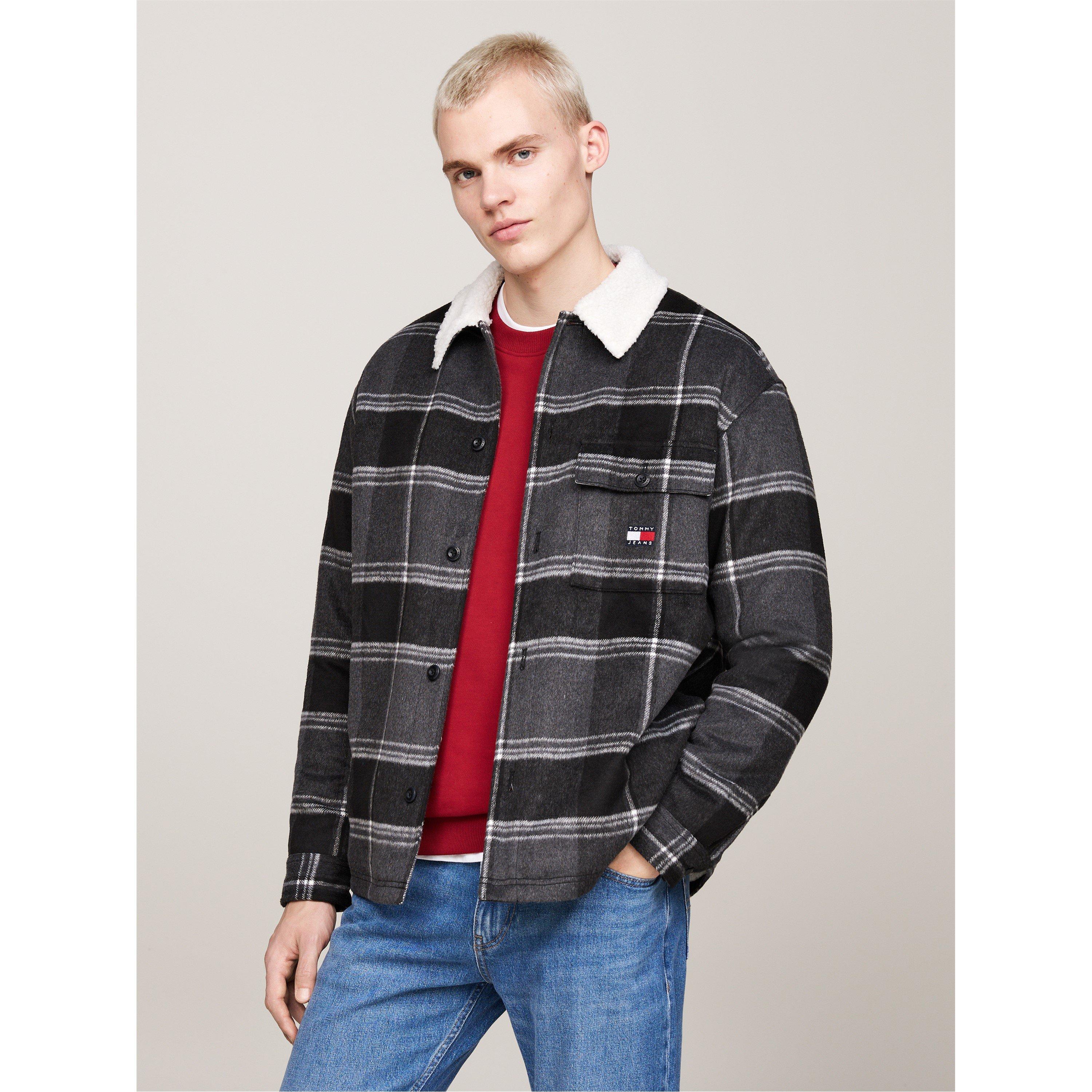 Tommy Jeans | Men's Check Sherpa Long Sleeve Teddy Coat | Teddy Coats ...