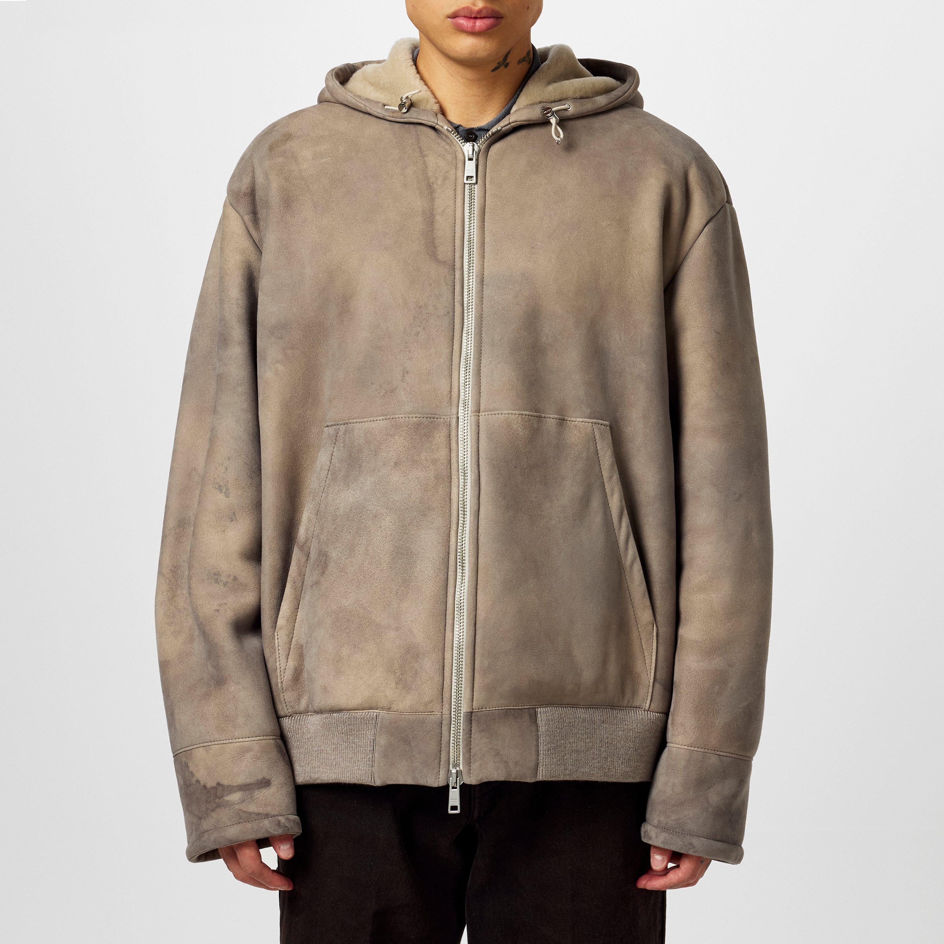 Prada | Men's Caban Hooded Sheepskin Long Sleeve Leather Jacket ...