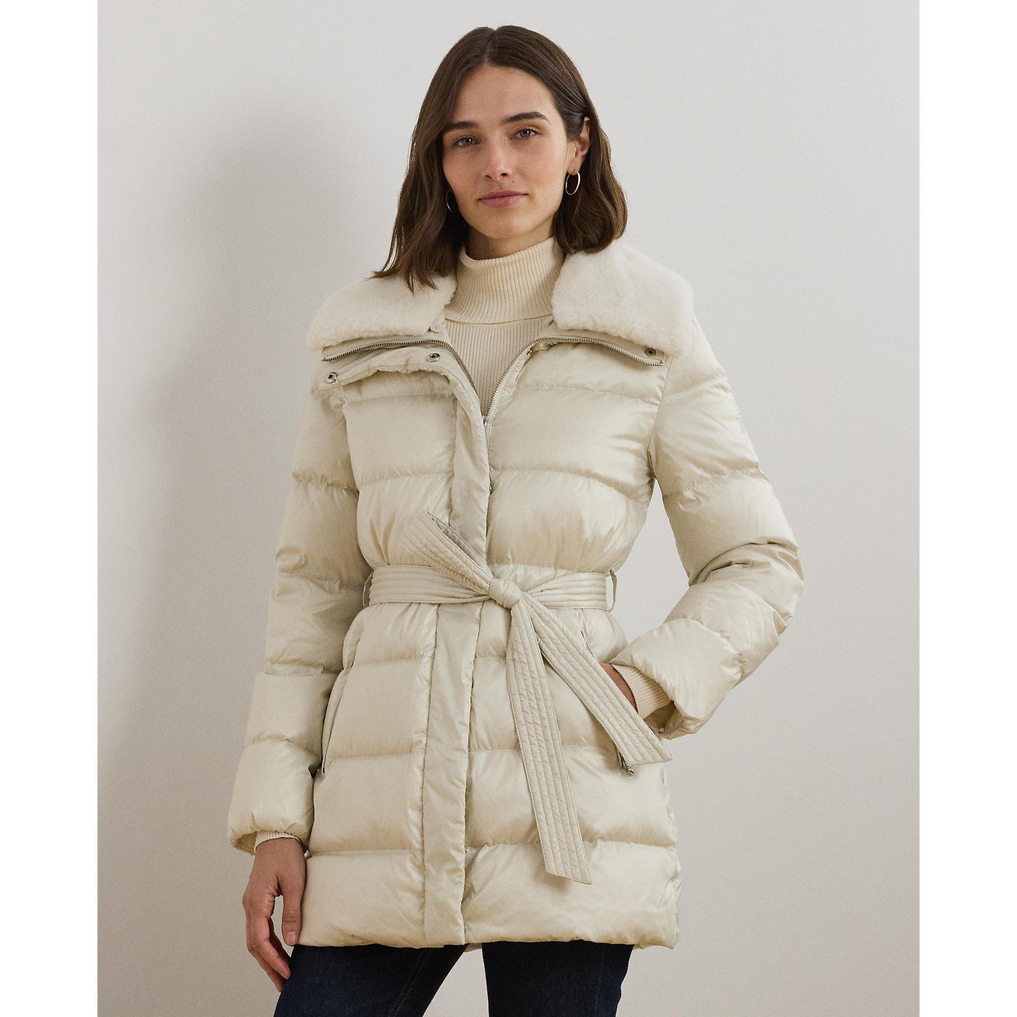 Lauren by Ralph Lauren Women's Faux Shearling Trim Belted Wind ...