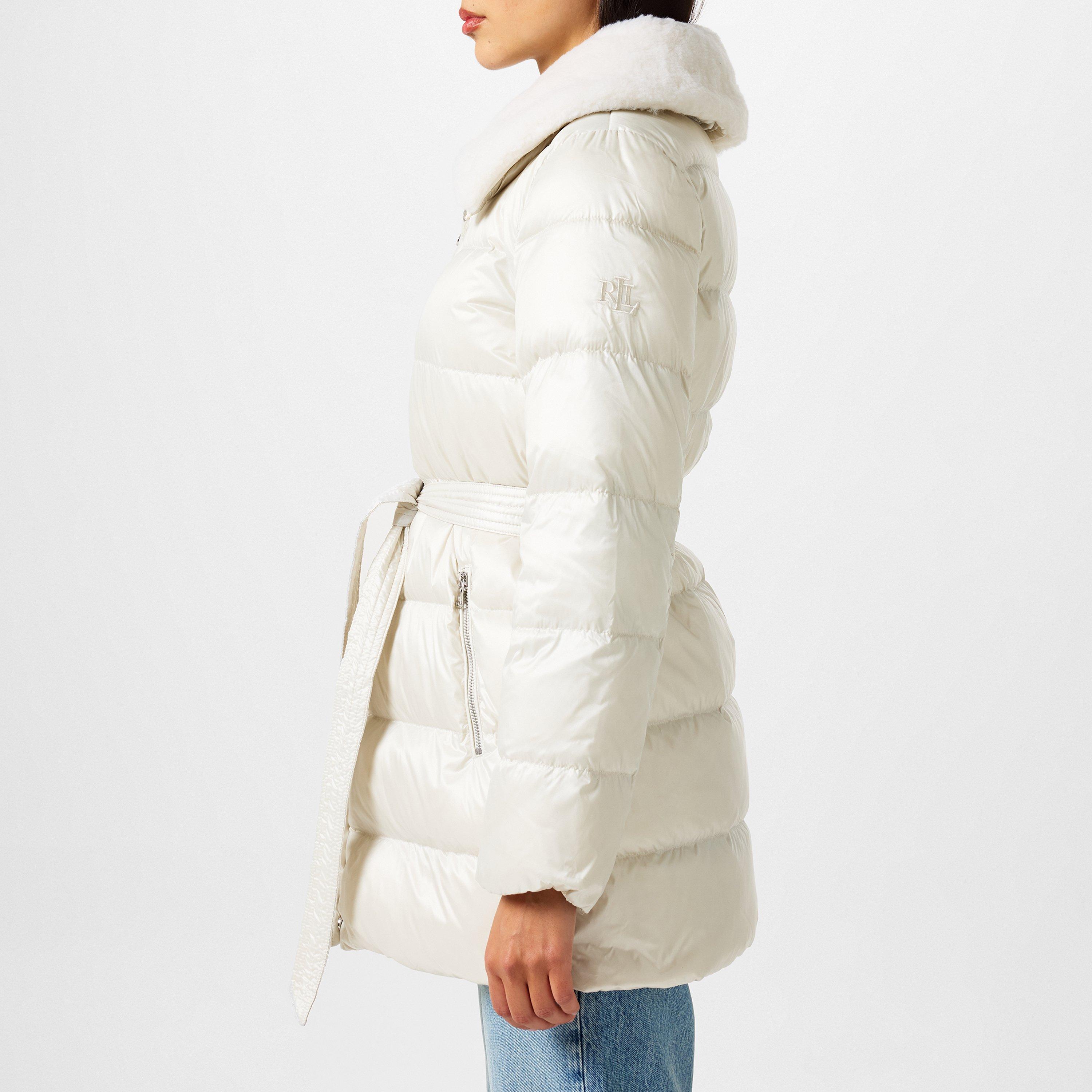 Lauren by Ralph Lauren | Faux-Shearling-Trim Belted Down Coat | Short Puffer Jackets | FRASERS