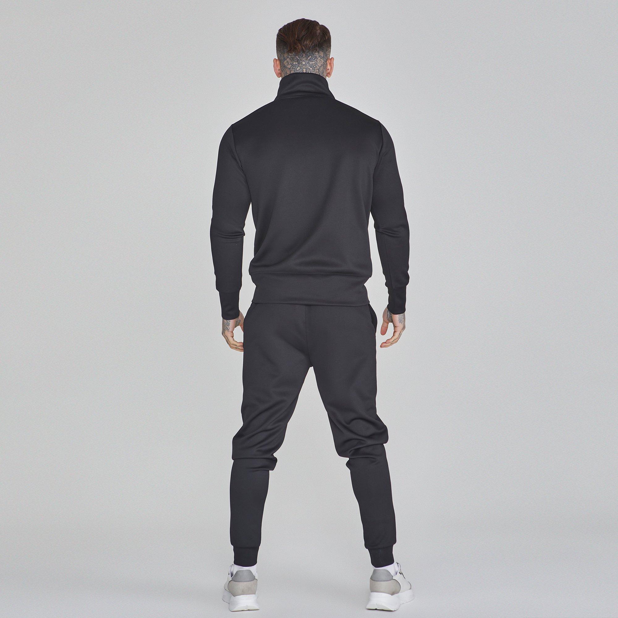 SikSilk | Full Zip Funnel Neck Long Sleeve Stretch Slim Fit Performance ...