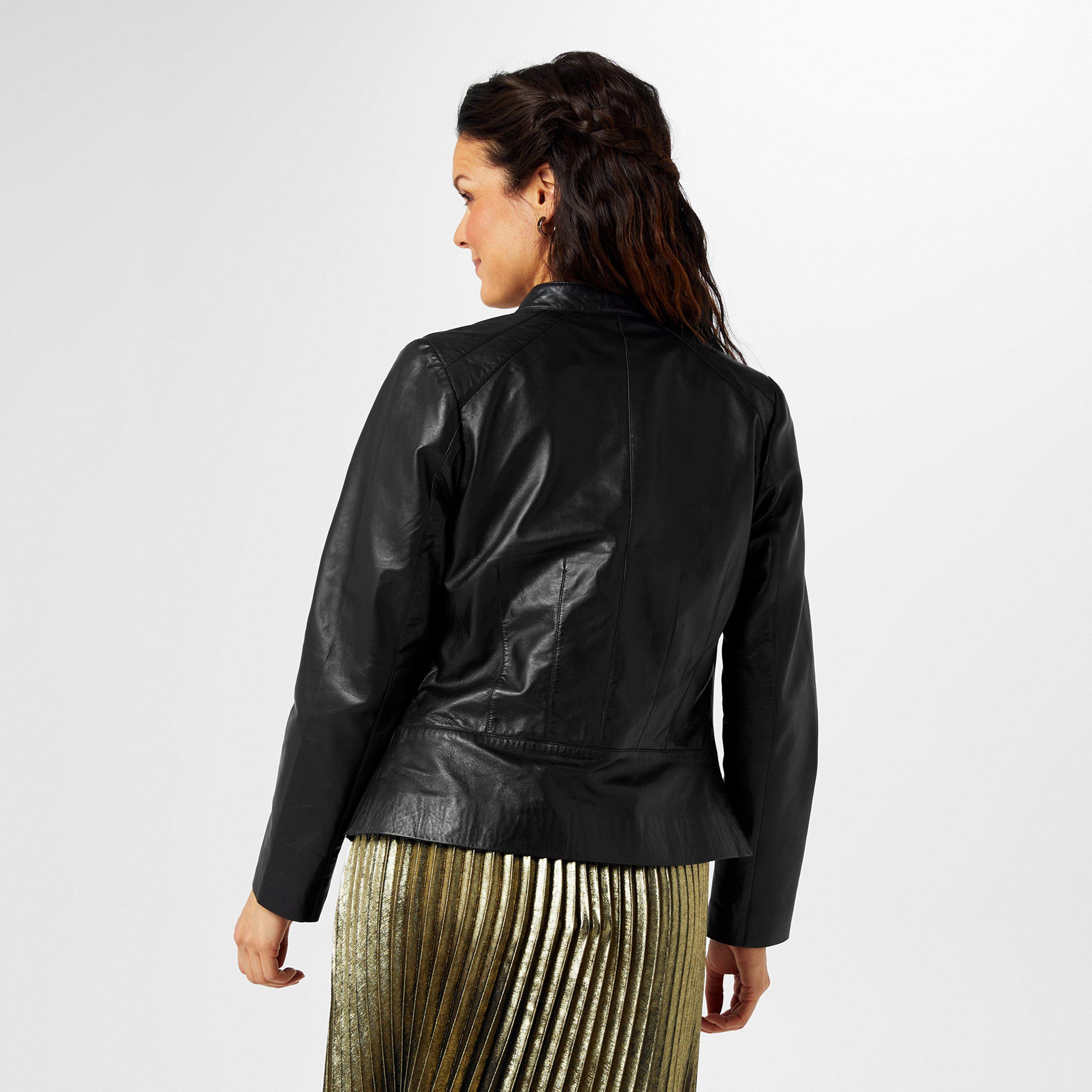 Biba Women's Neru Collar Leather Long Sleeve Leather Jacket | Sports Direct