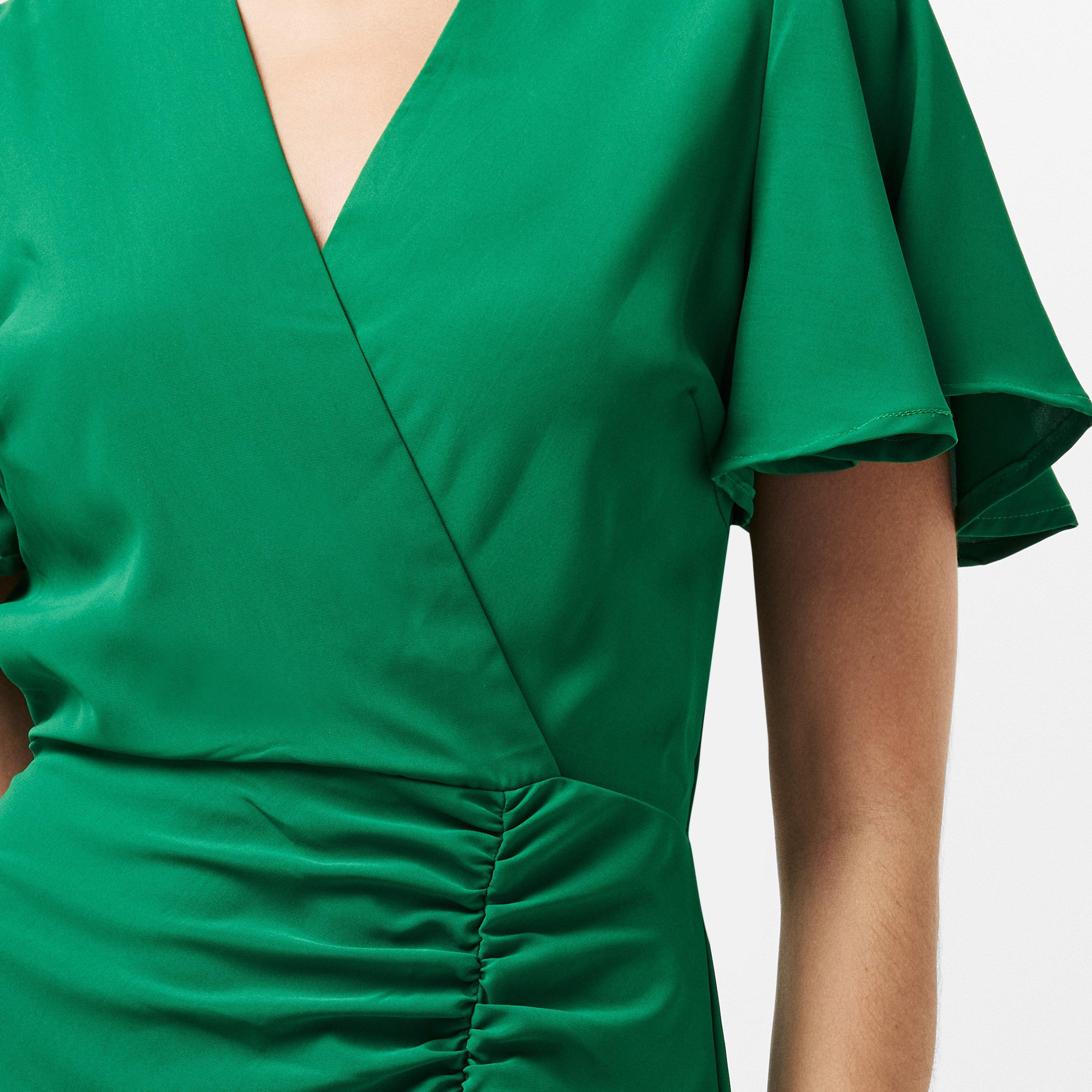 AX Paris | Green Ruched Split Leg Midi Dress | Bodycon Dresses | USC