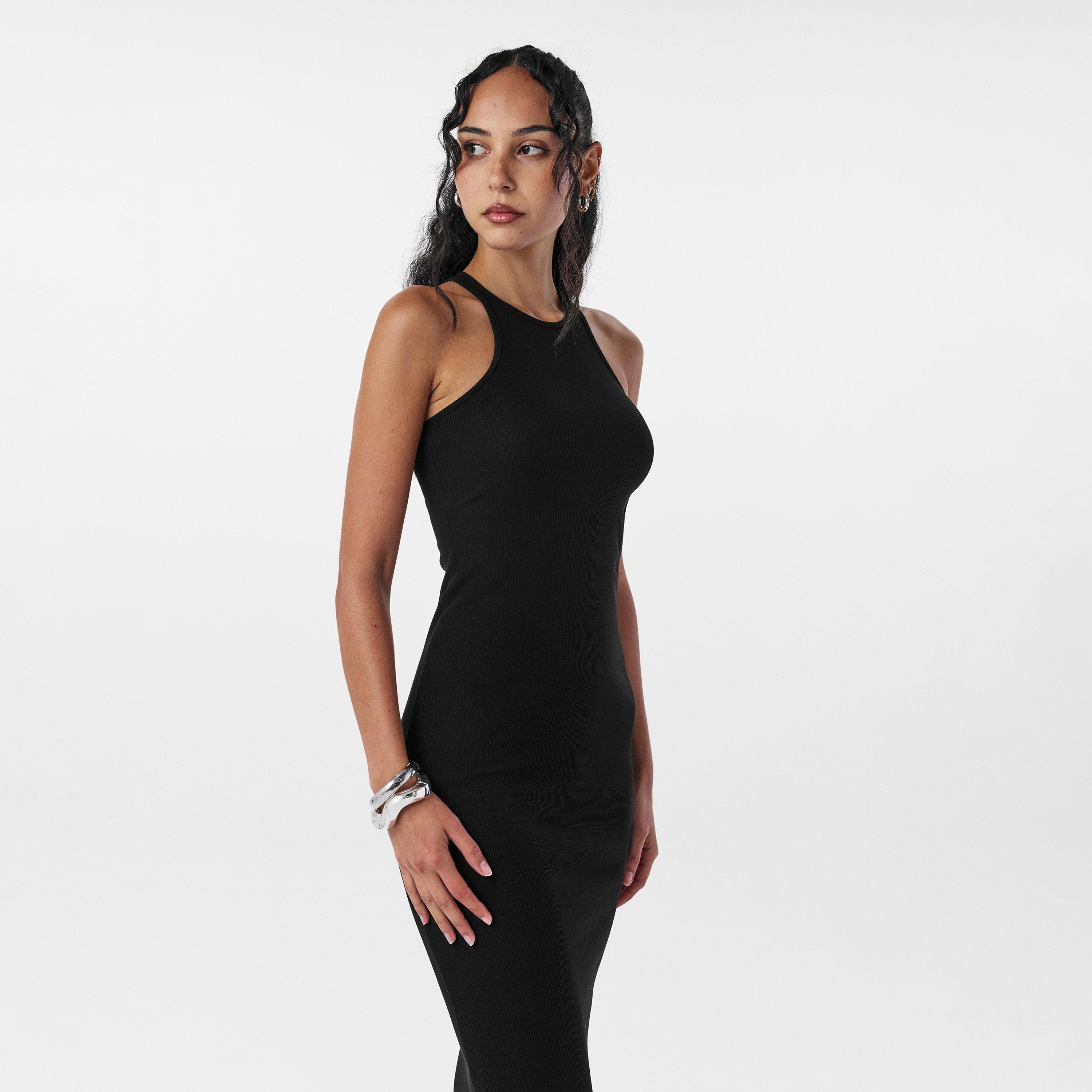 Off White | Women's Ribbed Dress with Bold Round Cutout | Maxi Dresses ...