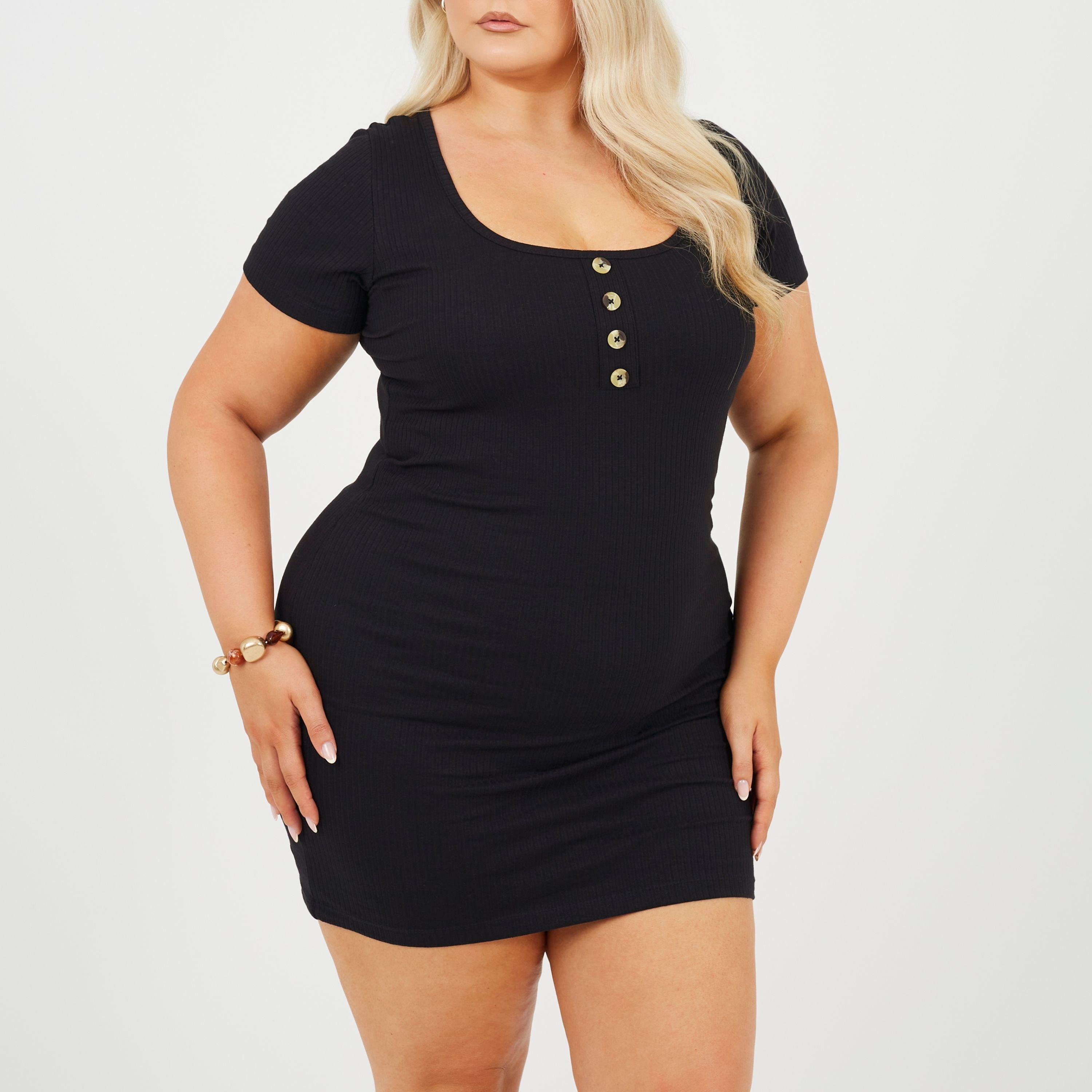 Brave Soul | BS Womens Plus Size Short Sleeve Mini Dress with Button ...