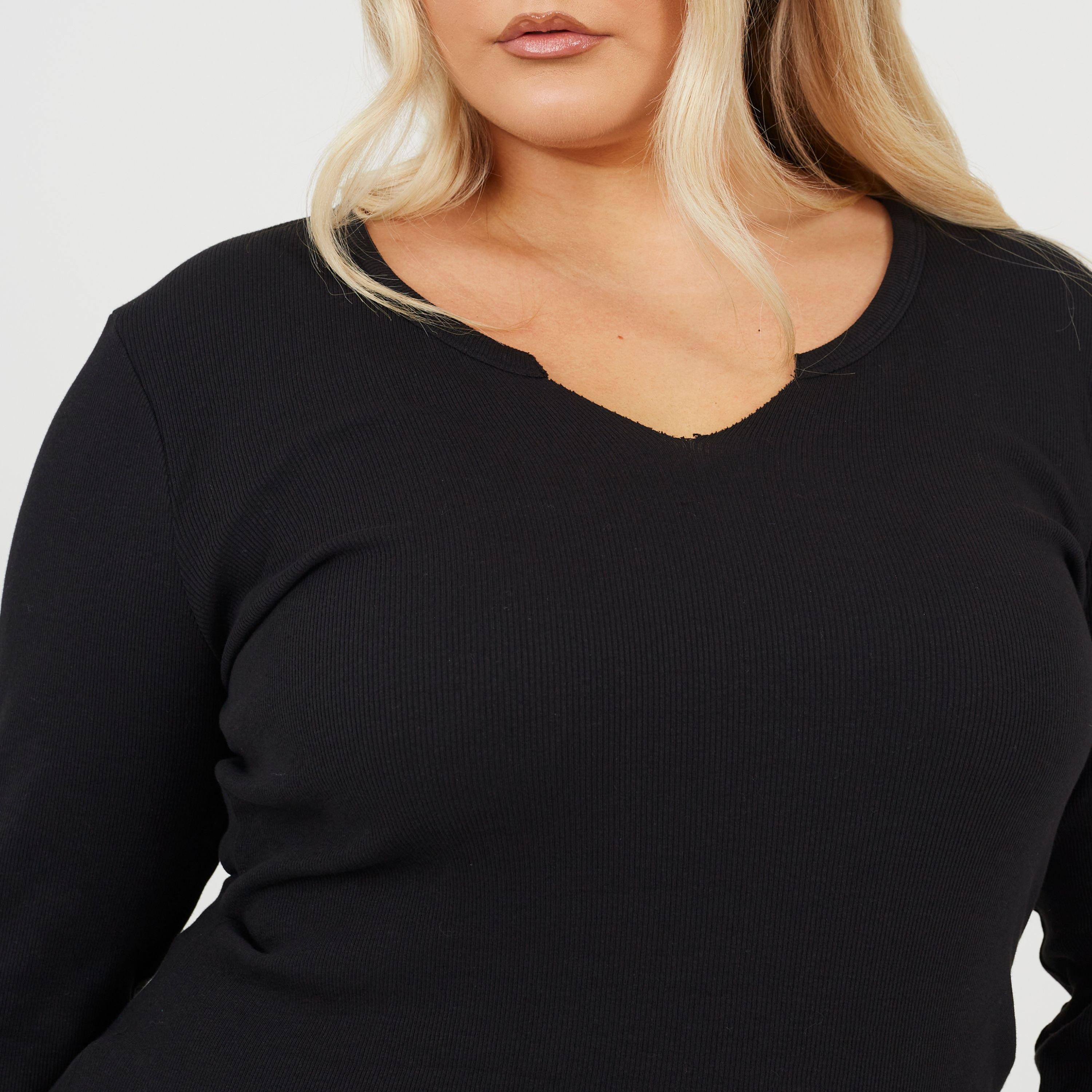 Brave Soul Plus Size Long Sleeve Mini Dress with Notch Neck Detail ...