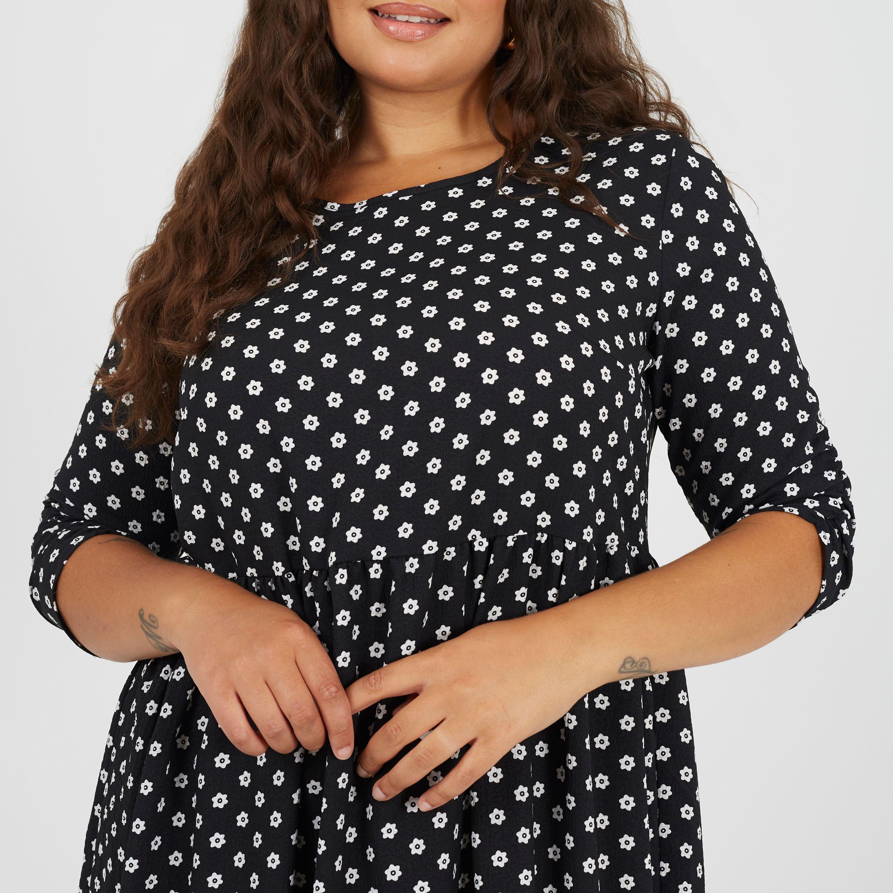 Brave Soul Plus Size Polka Dot Midi Dress with Tiered Hem | FRASERS