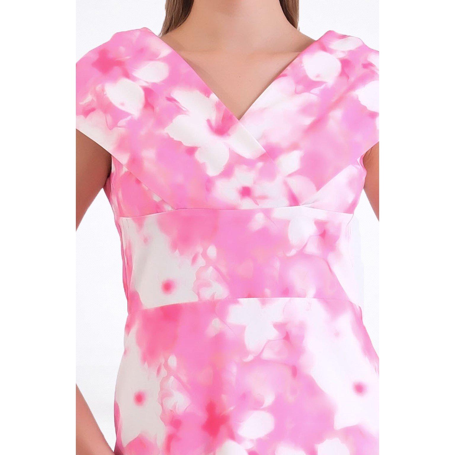 Ella Boo Ella Pink & White Floral Print Midi Dress | FRASERS