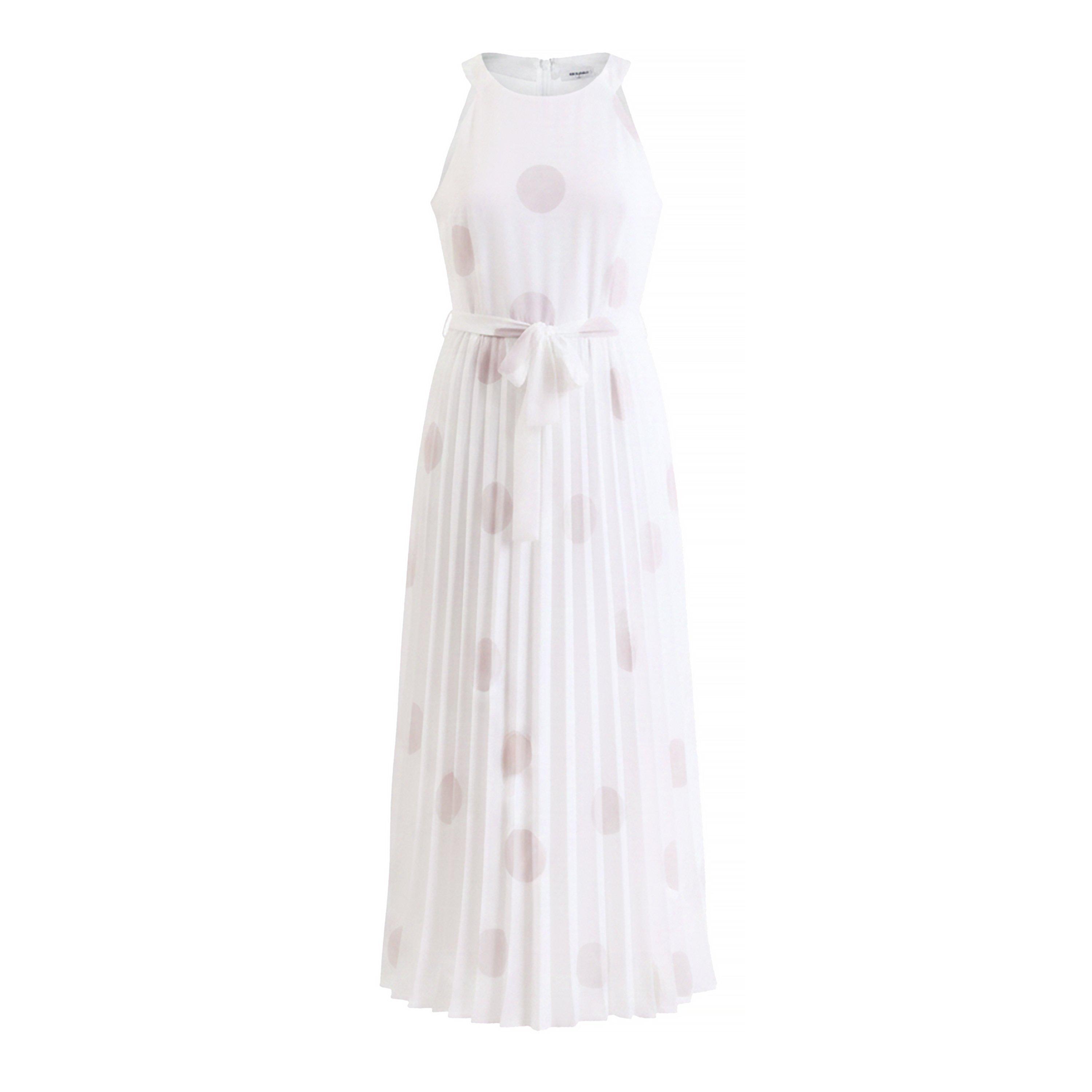 Ella Boo Ella Print polka dot sleeveless Dress navy or Beige spot | FRASERS