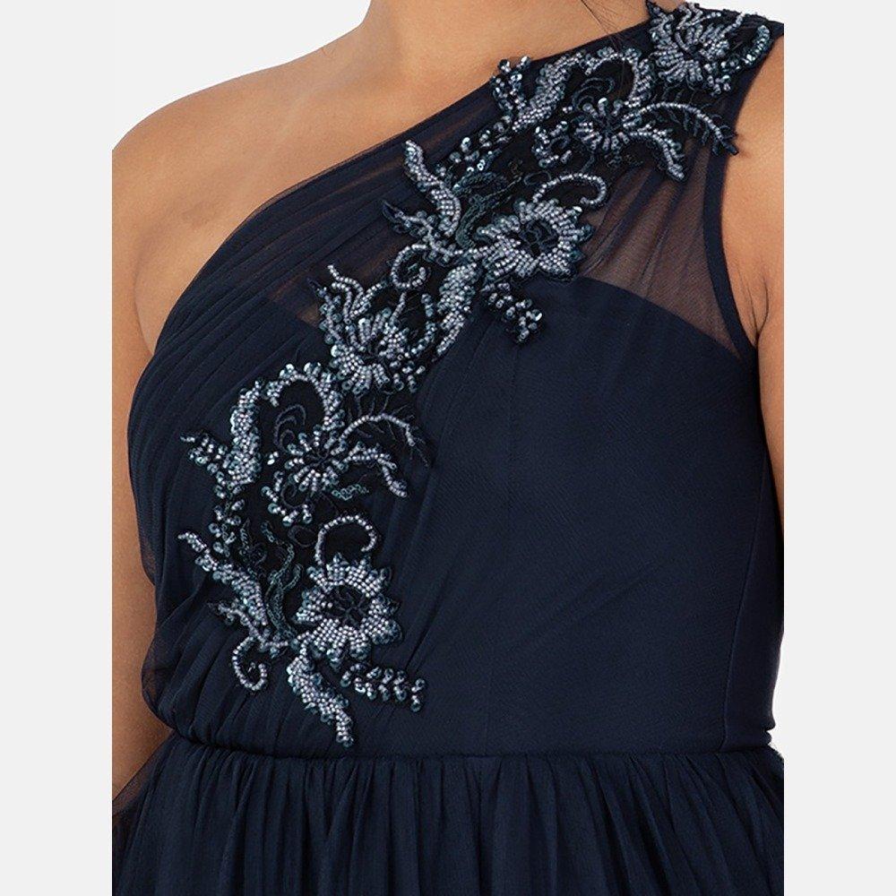Maya Deluxe Maya Navy Bridesmaid Embellished One Shoulder Maxi Dress ...