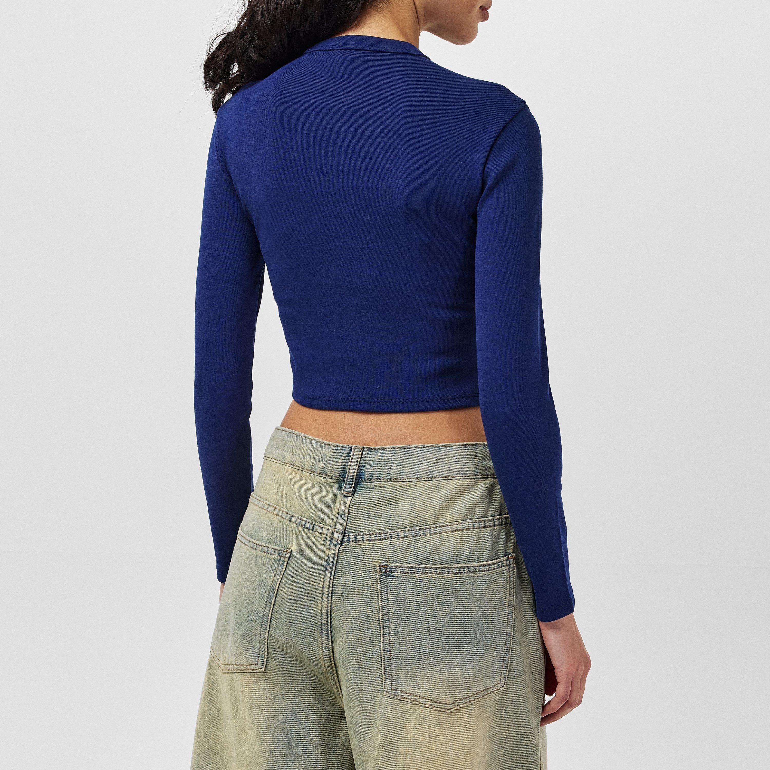 Hugo | Women's Logo Cotton Long Sleeve Crew Neck Cropped Crop Top ...