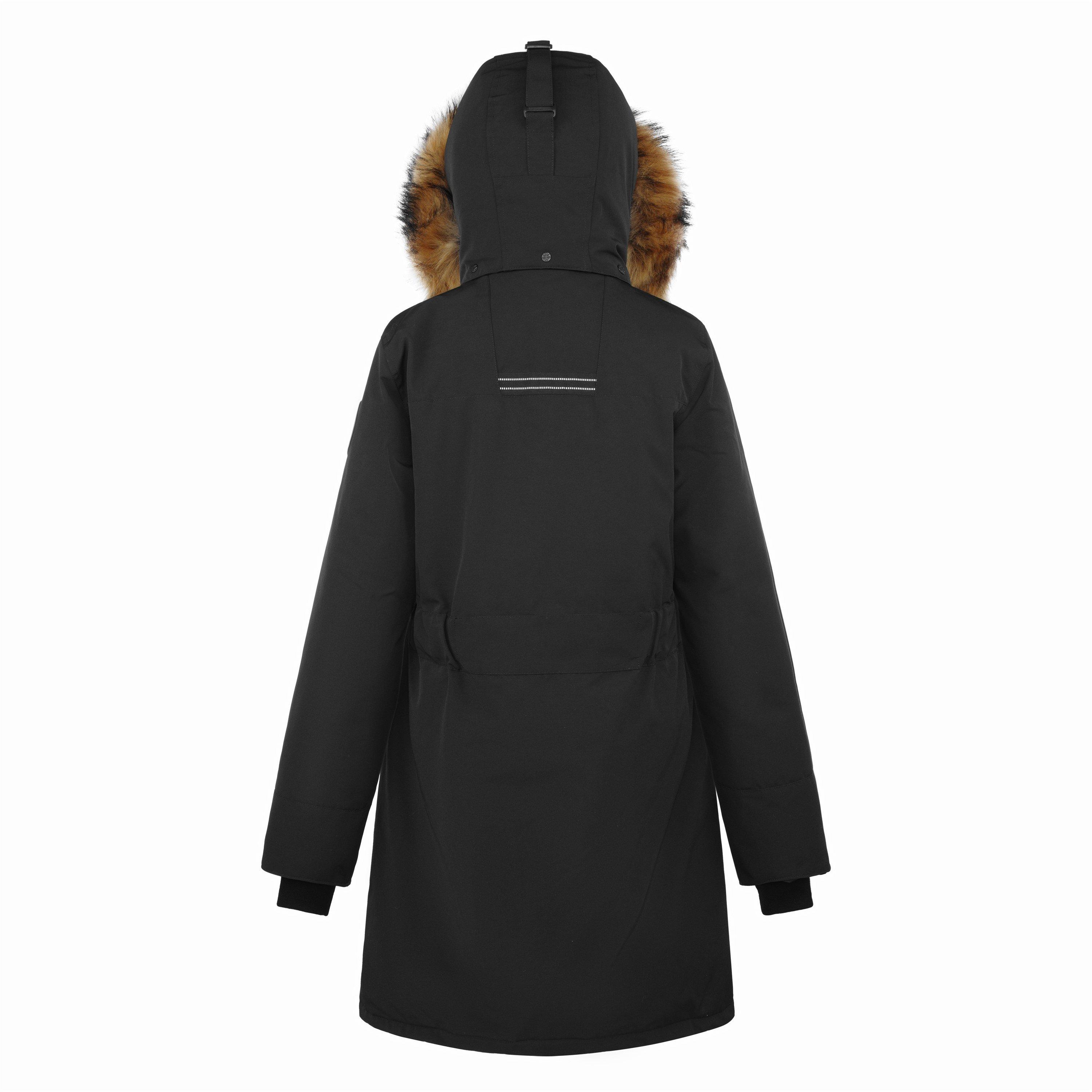 Arctic Army Women's Muskox Faux Fur Trim Hooded Thigh Length Parka ...