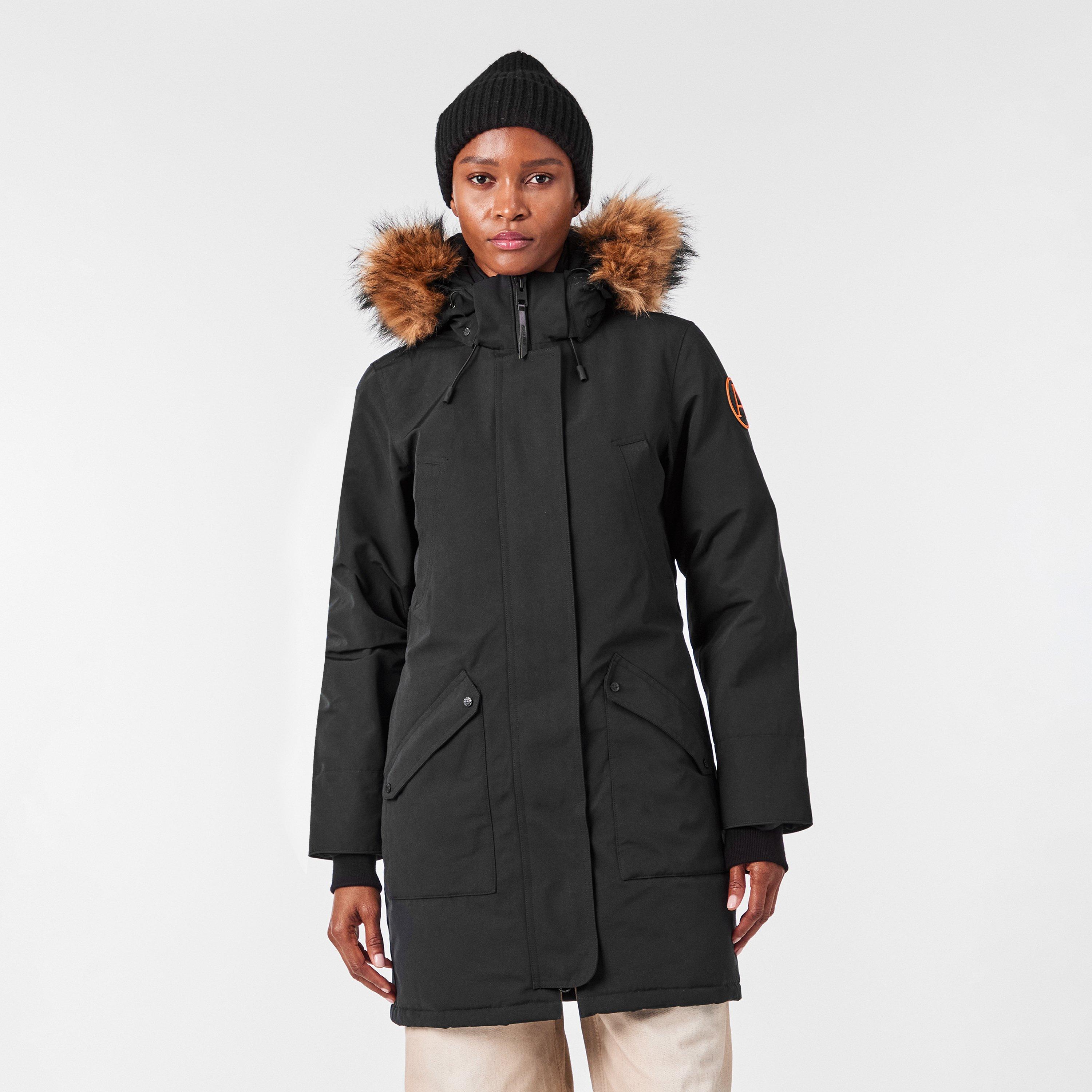 Arctic Army Women's Muskox Faux Fur Trim Hooded Thigh Length Parka ...