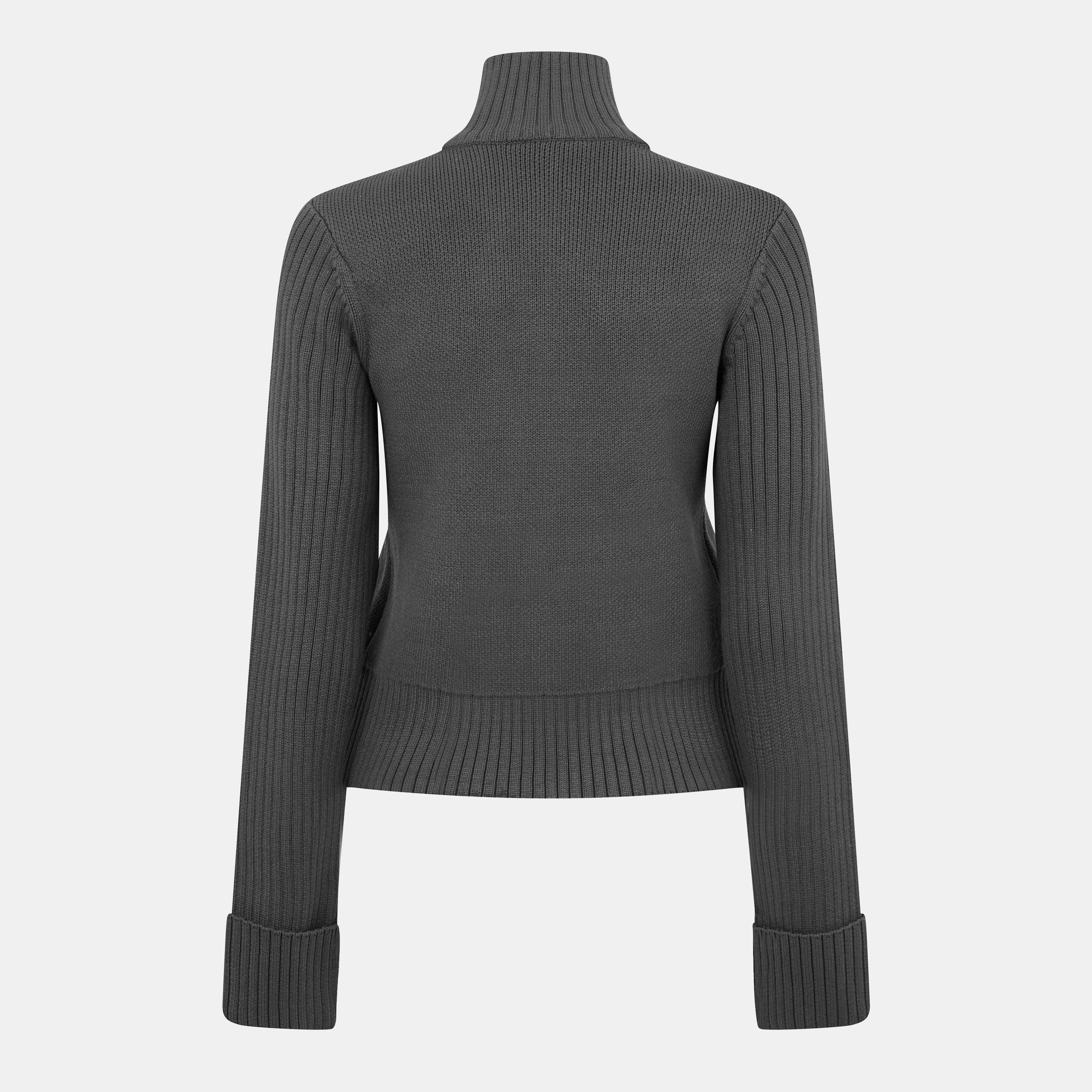 Kangol Lifestyle | Kangol Logo Turtleneck Rib Knitted Full Zip Cardigan ...