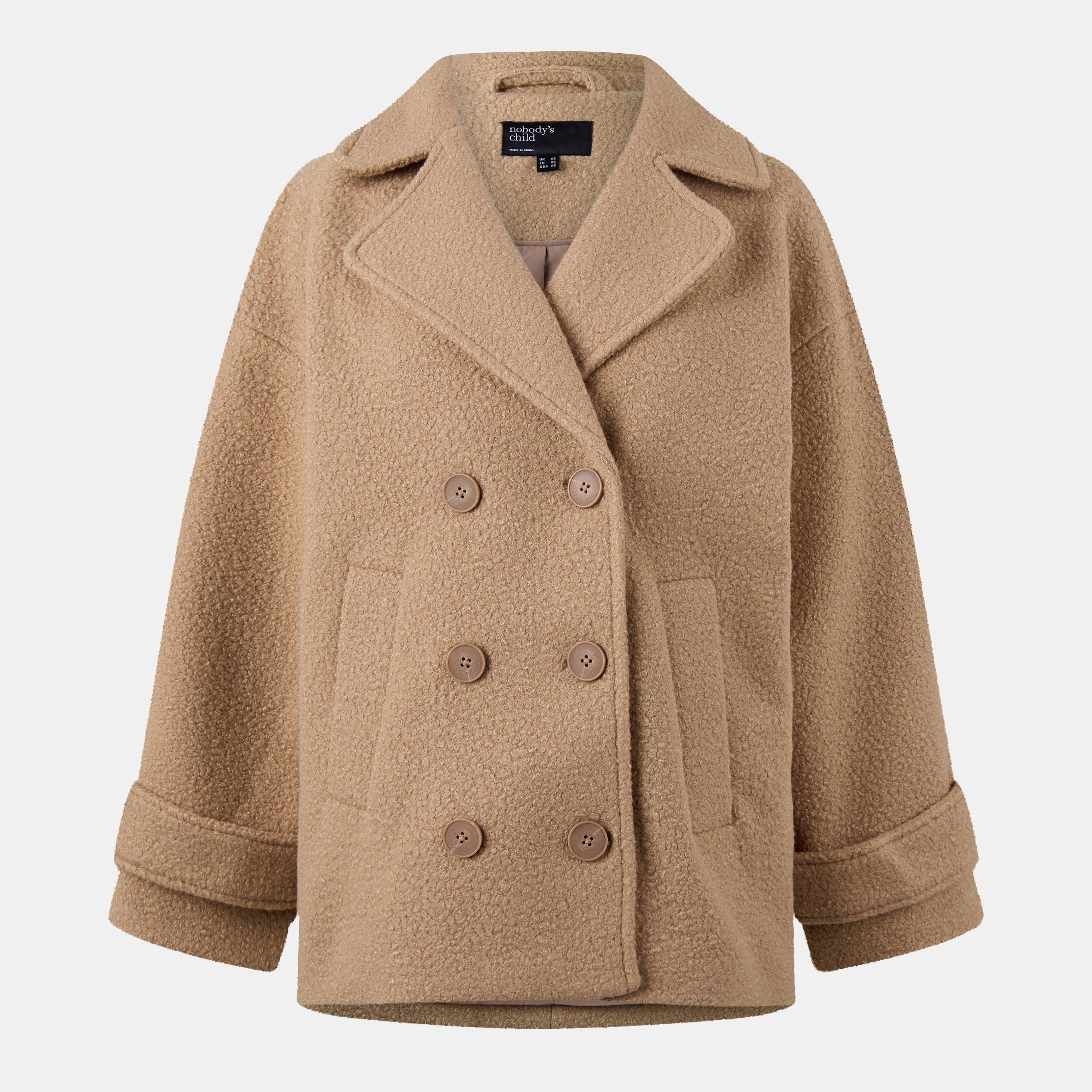 Nobodys Child | Women's Borg Textured Double-Breasted Tailored Fit Pea ...