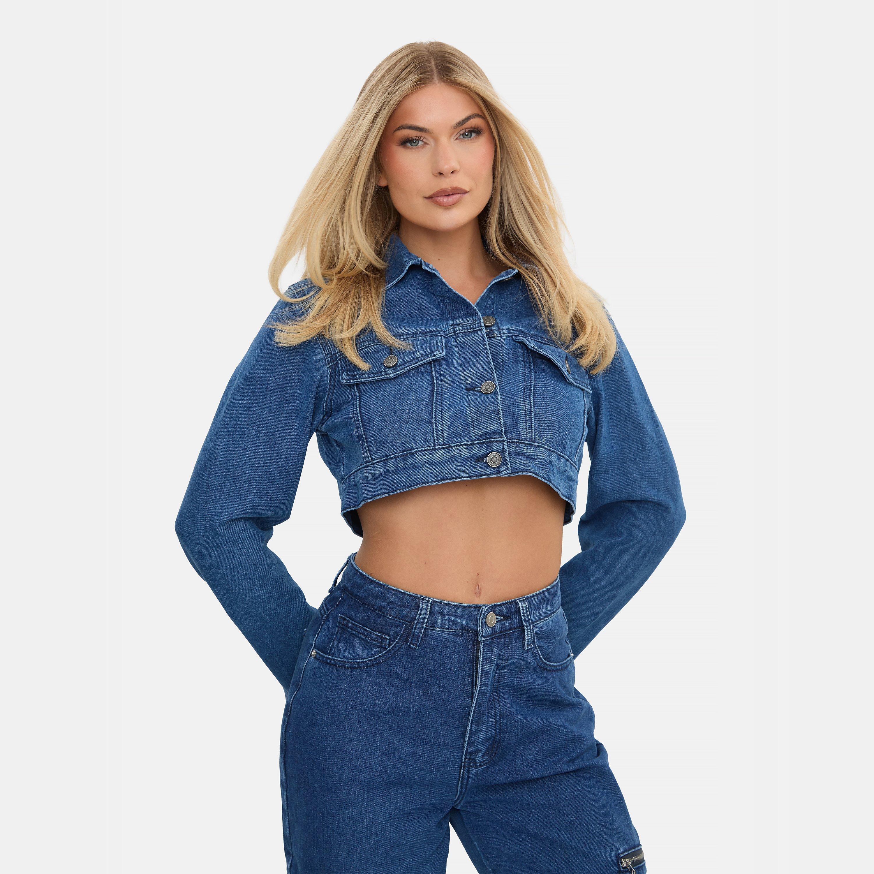 I Saw It First Women's Cropped Long Sleeve Denim Jacket | Sports Direct