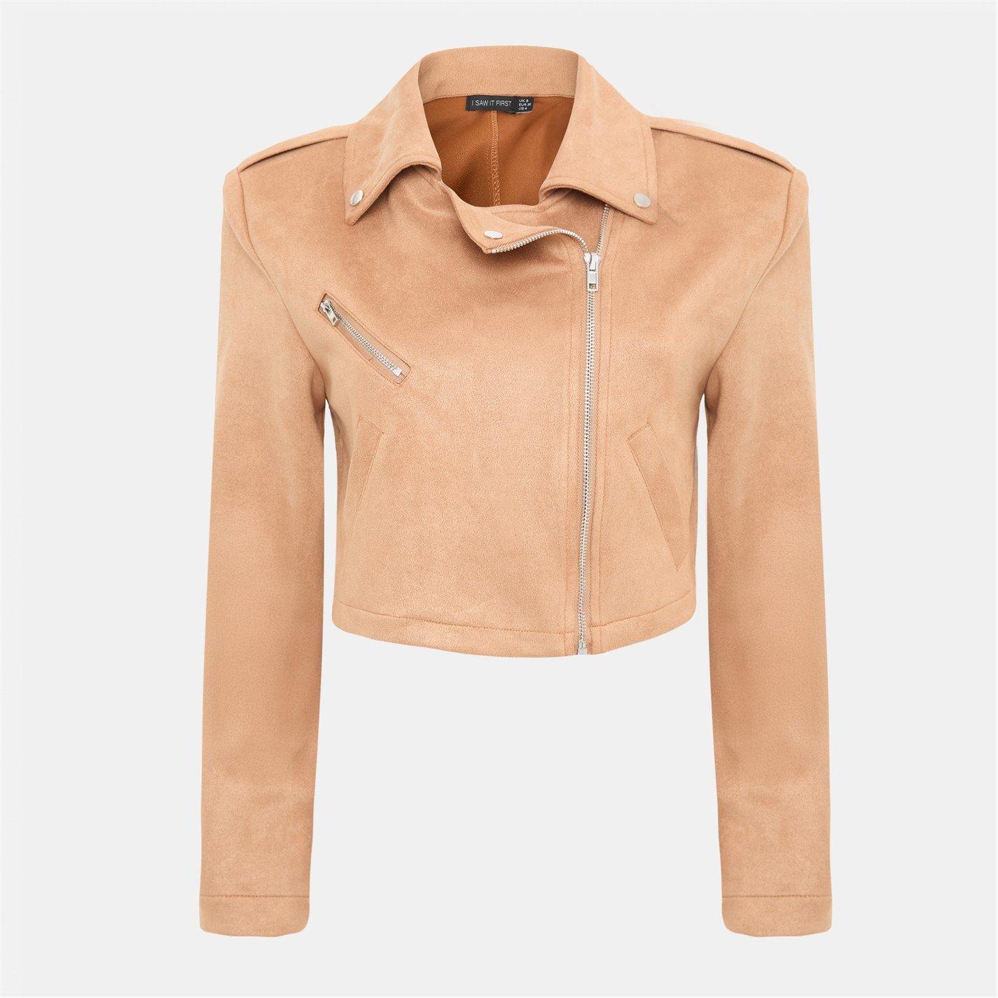I Saw It First Women's Faux Suede Long Sleeve Biker Jacket | USC