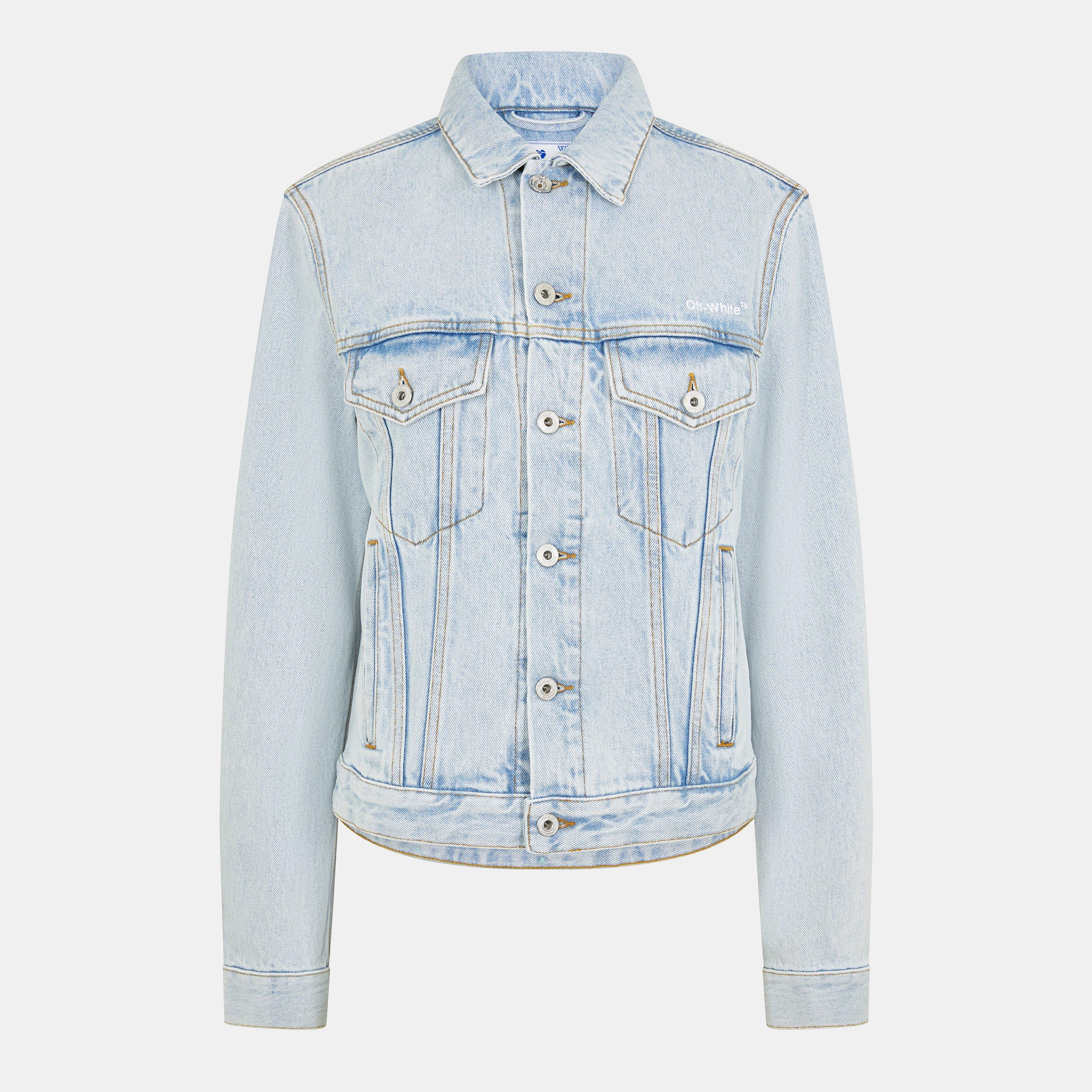 Off White | Women's Diagonal Cotton Long Sleeve Denim Jacket | Denim ...