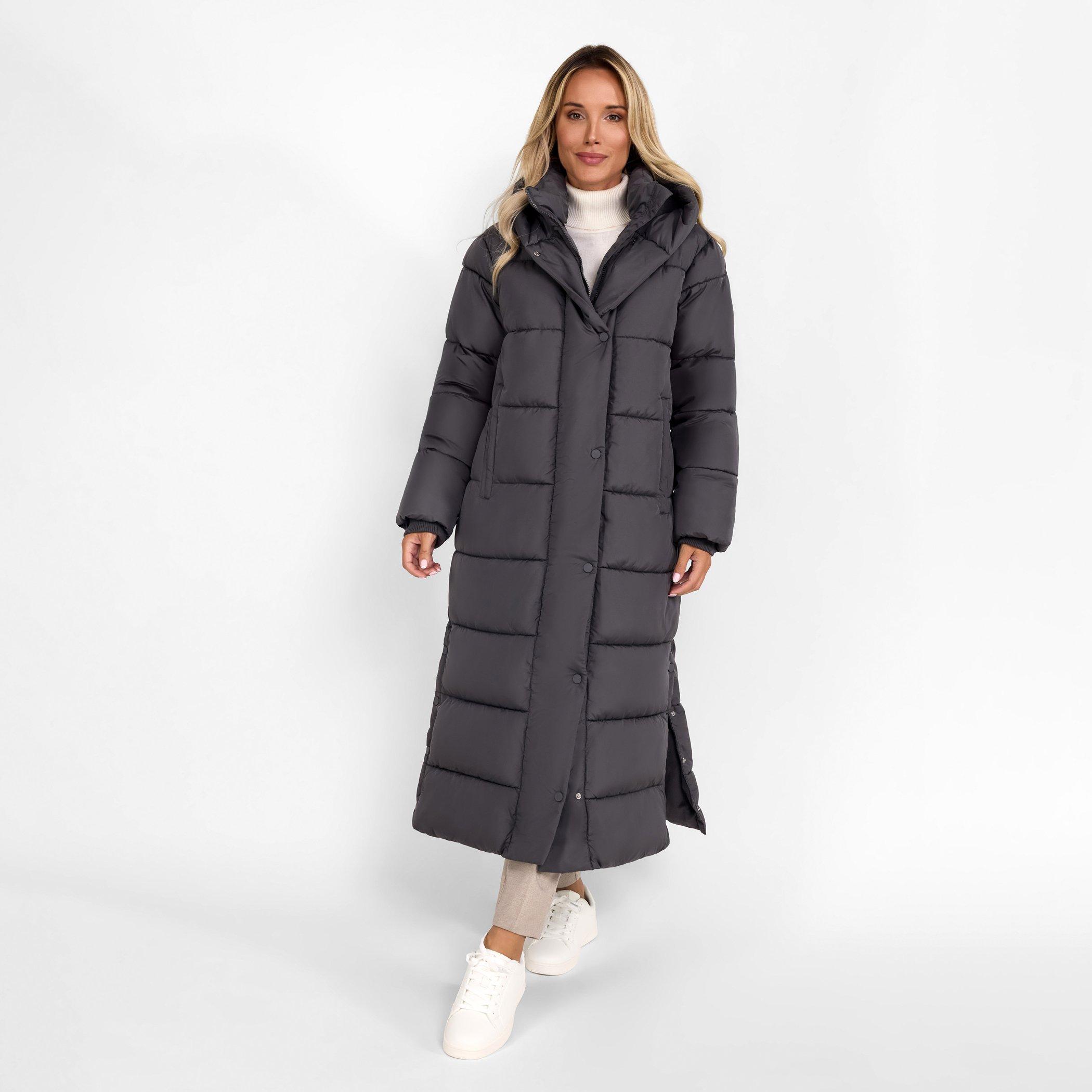 Minoti Women long padded winter coat with hood and zip pockets grey ...