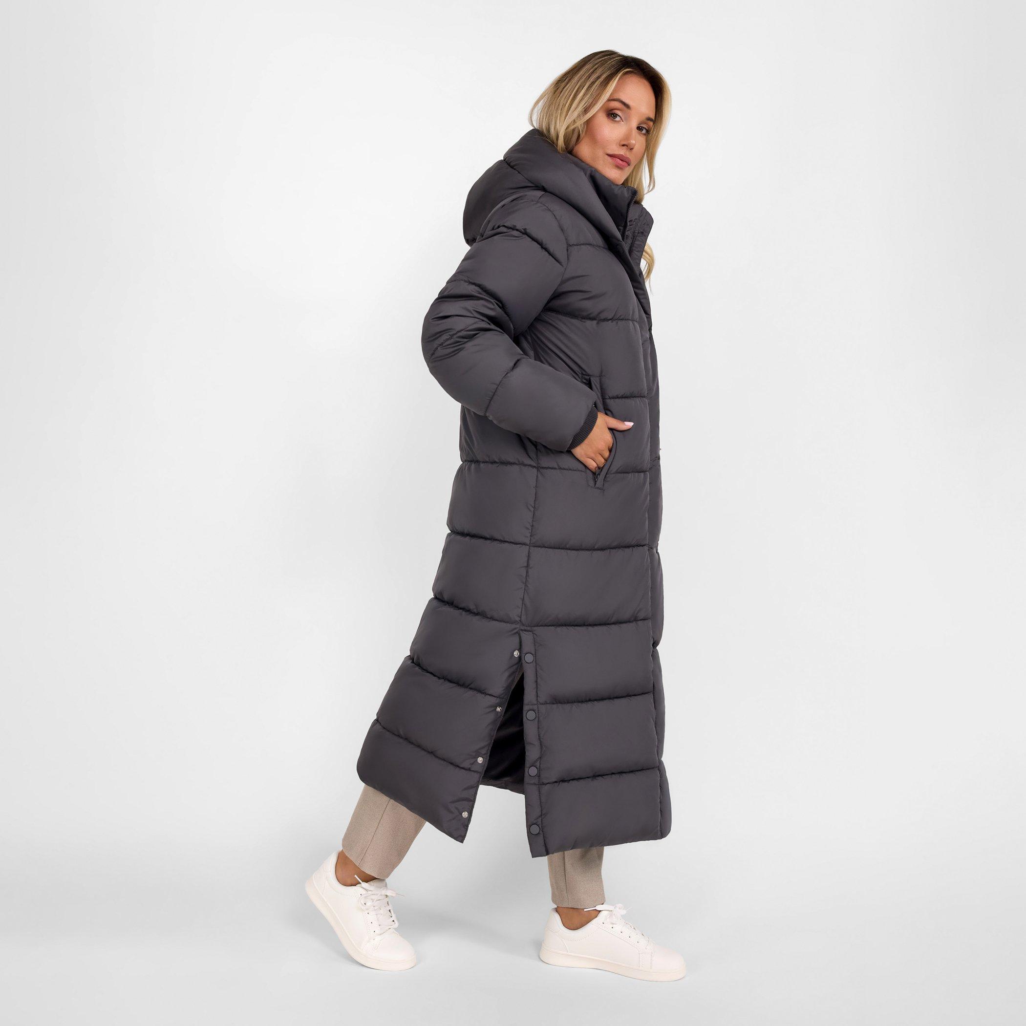 Minoti Women long padded winter coat with hood and zip pockets grey ...