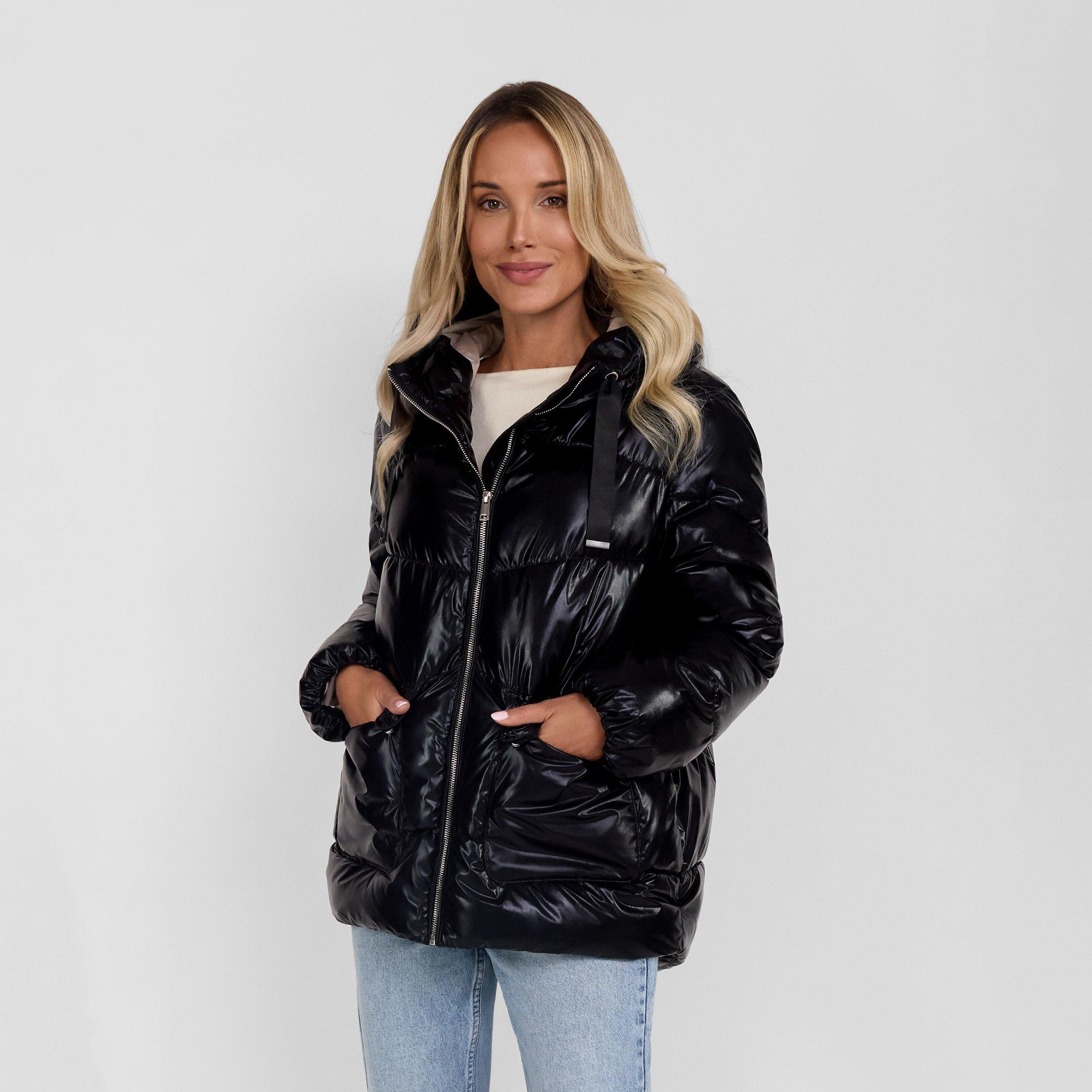 Minoti | Women quilted short hooded jacket with zip and pockets black ...