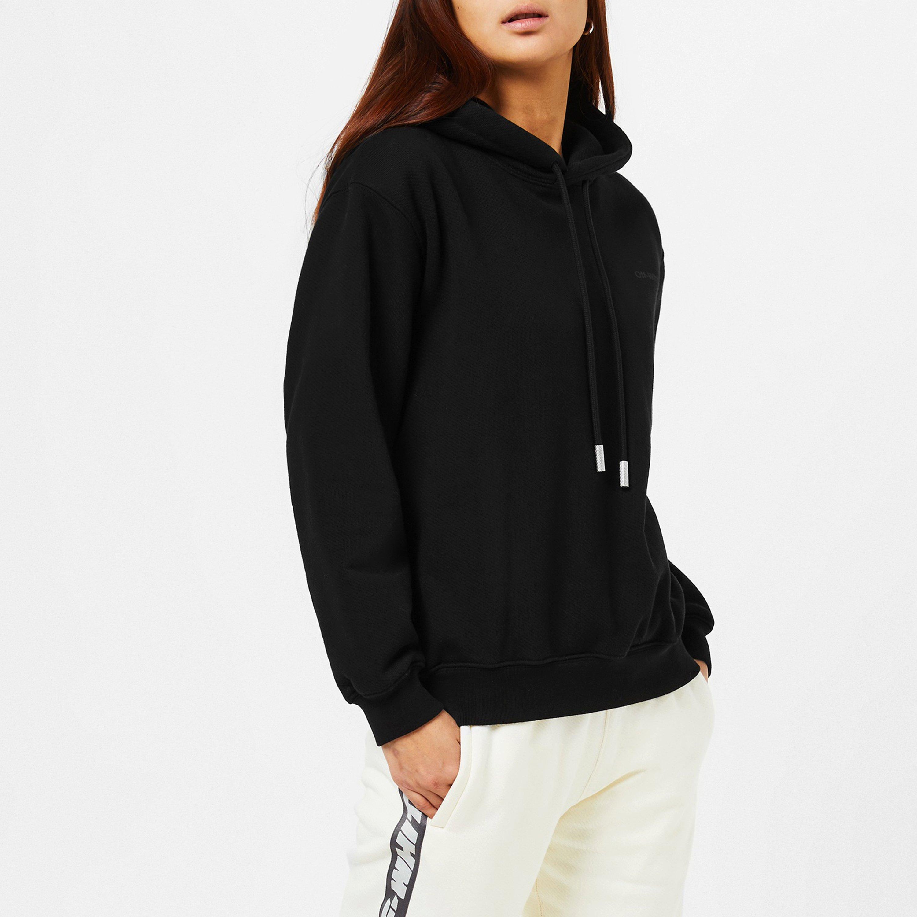 Off White | Women's Diagonal Logo Cotton Long Sleeve Hoodie | OTH ...