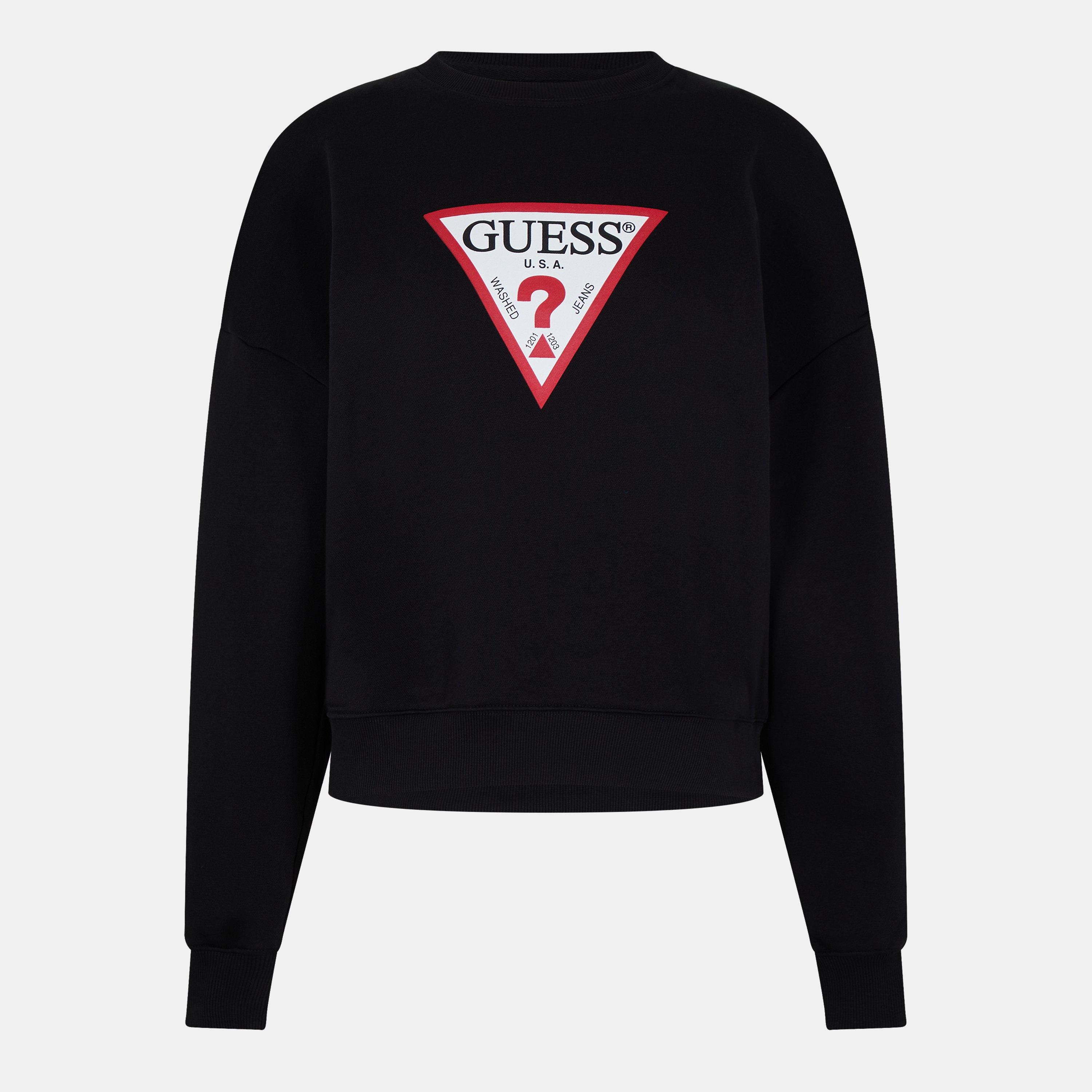 Guess | Women's Triangle Logo Soft Fabric Crew Sweatshirt | Crew ...