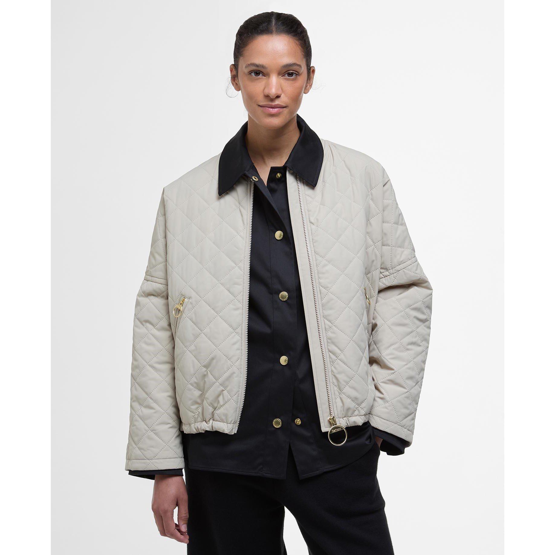 Barbour Women's Emlyn Quilted Wind Resistant Long Sleeve Bomber Jacket ...