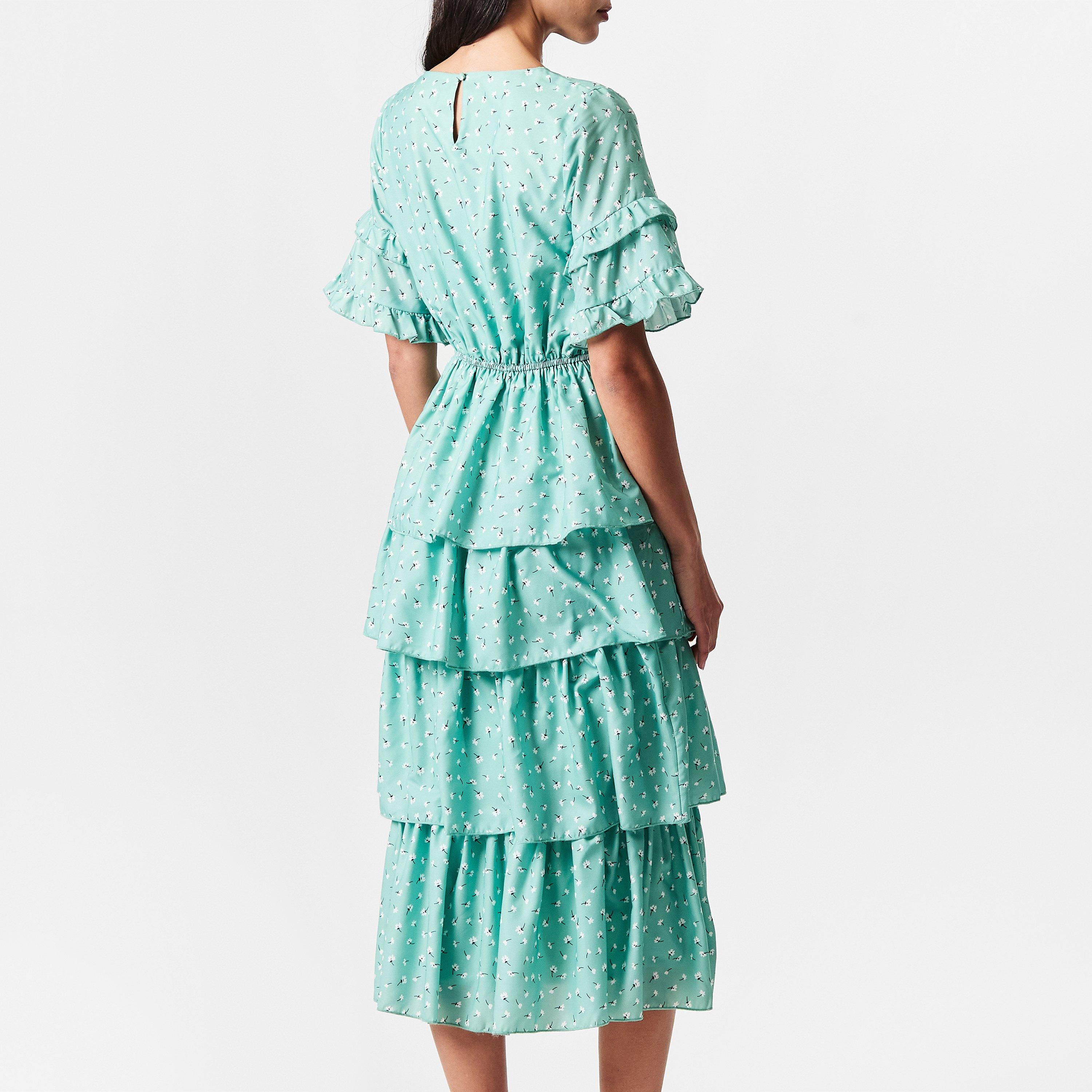 In The Style | Floral Split Frill Midi Dress | Midi Dresses | FRASERS