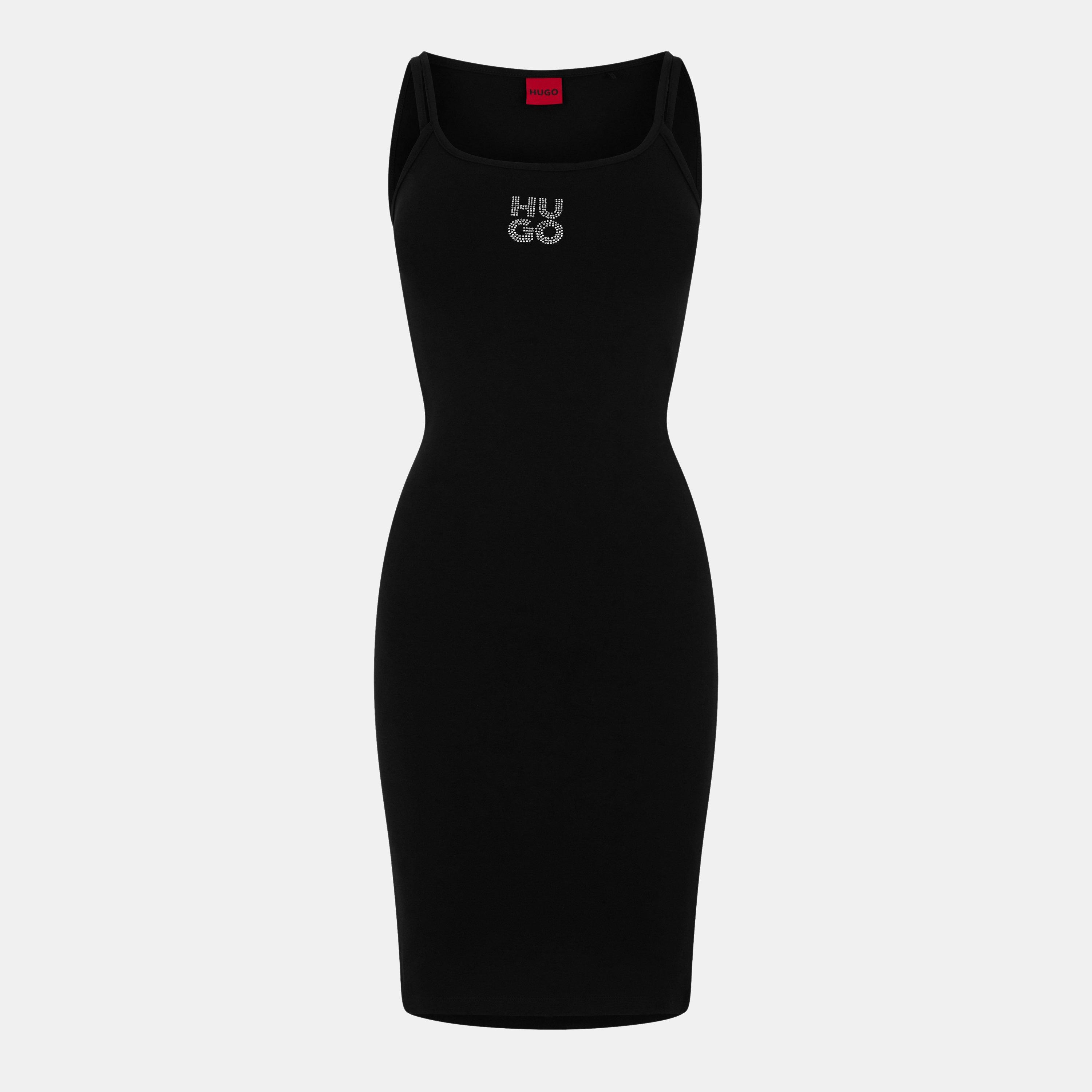 Hugo | Women's Neamea Diamante Cotton Strappy Slim Fit Mini Dress ...