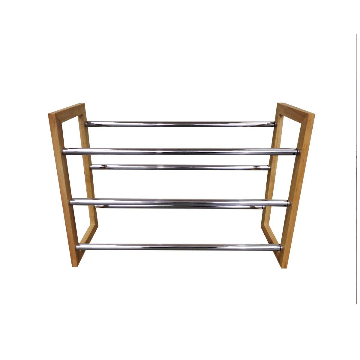 Floordirekt KG | KG ALLEN Silver and Wooden Shoe Rack 3 Tier Expendable ...
