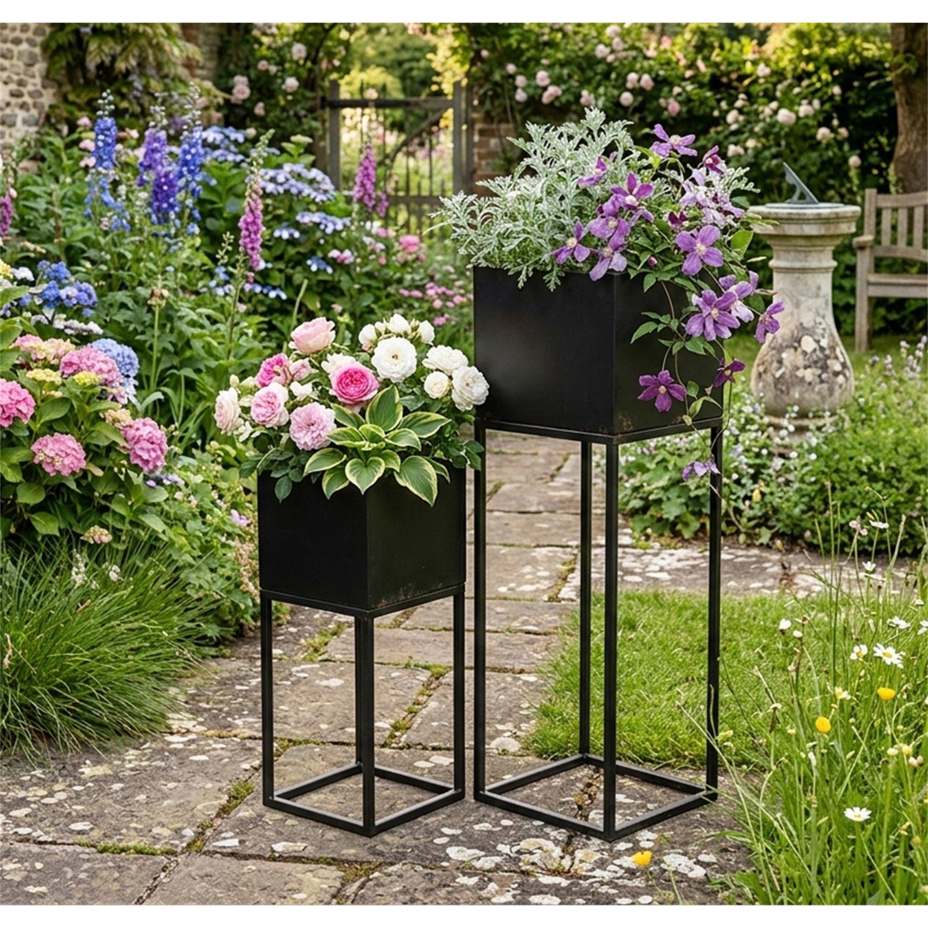 Linea Set Of 2 Square Metal Planters | FRASERS