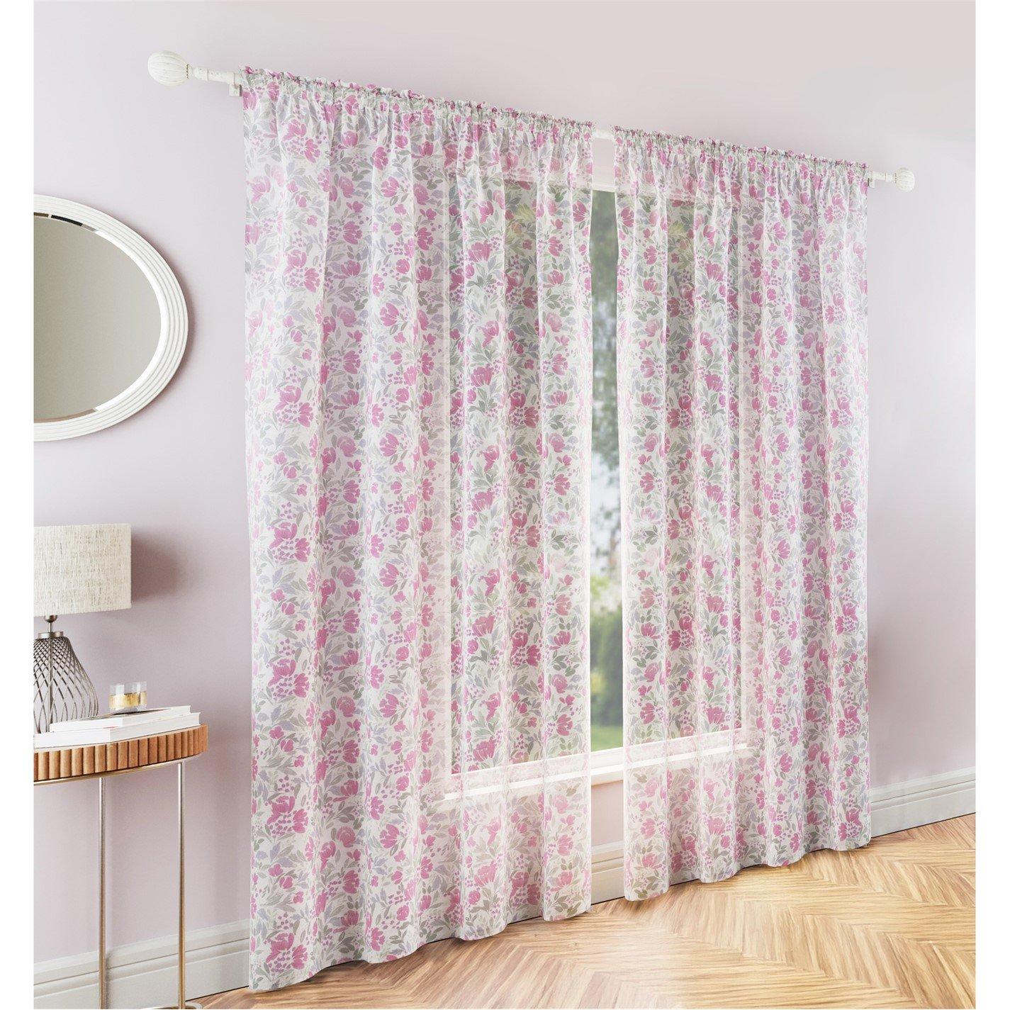 Tyrone Textiles Mia Floral Print Sheer Voile Panels - Pair | Sports Direct