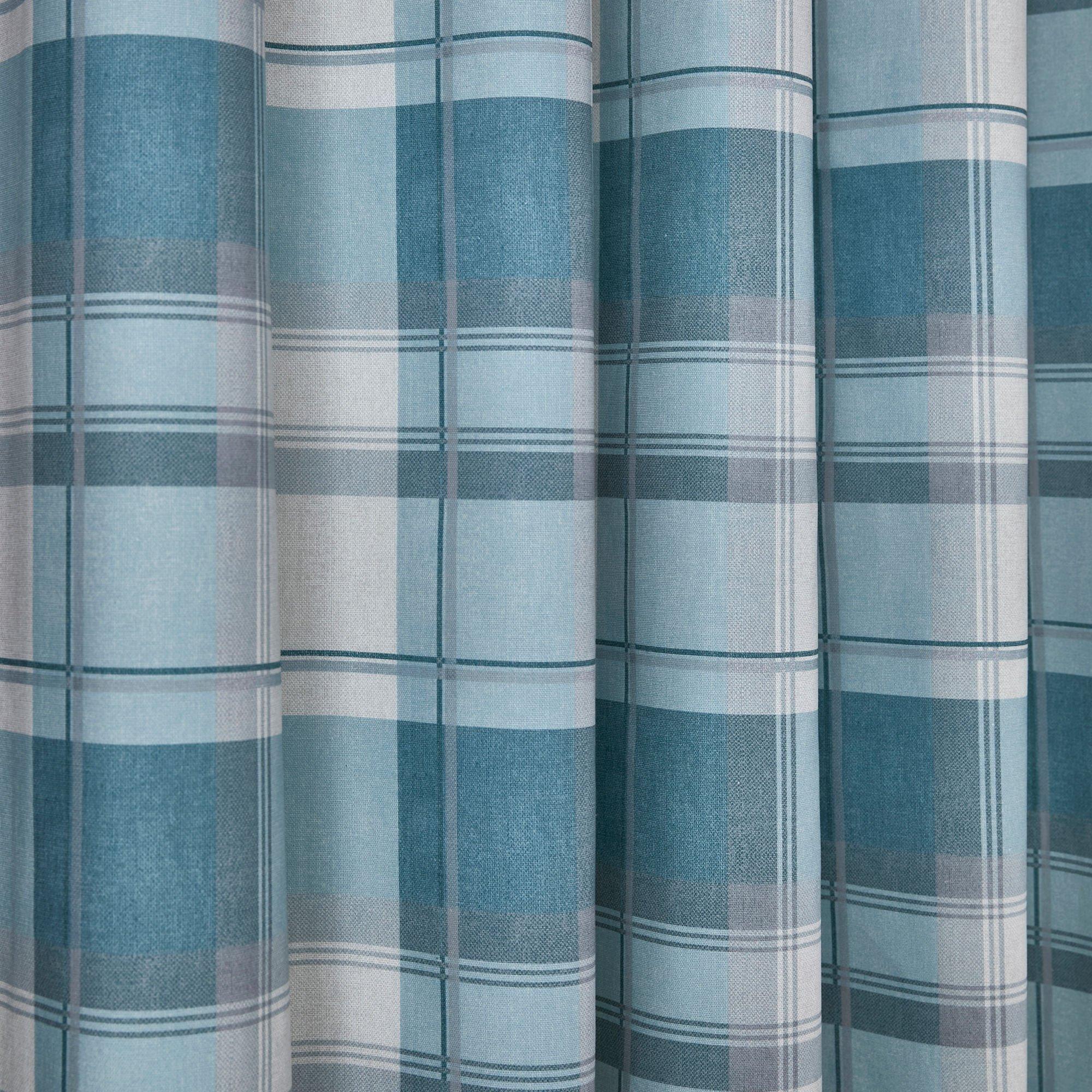 Fusion Balmoral Check Cotton Eyelet Curtains in Duck Egg | FRASERS